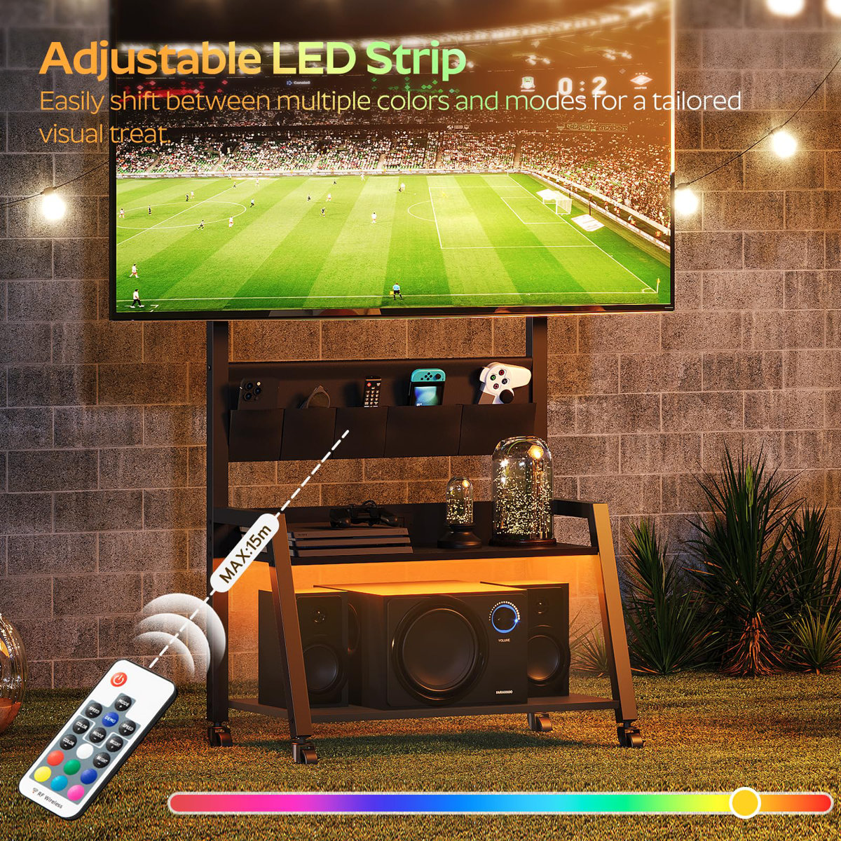 Ebern Designs Milburn Rolling TV Stand with Power Outlet | Wayfair