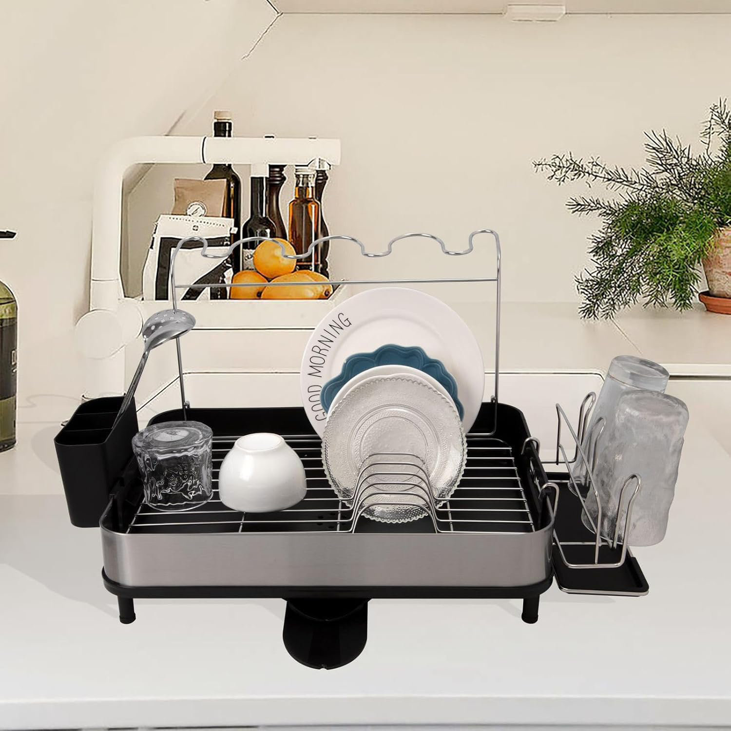 BY Family Stainless Steel Dish Rack With Drainage System, Removable ...