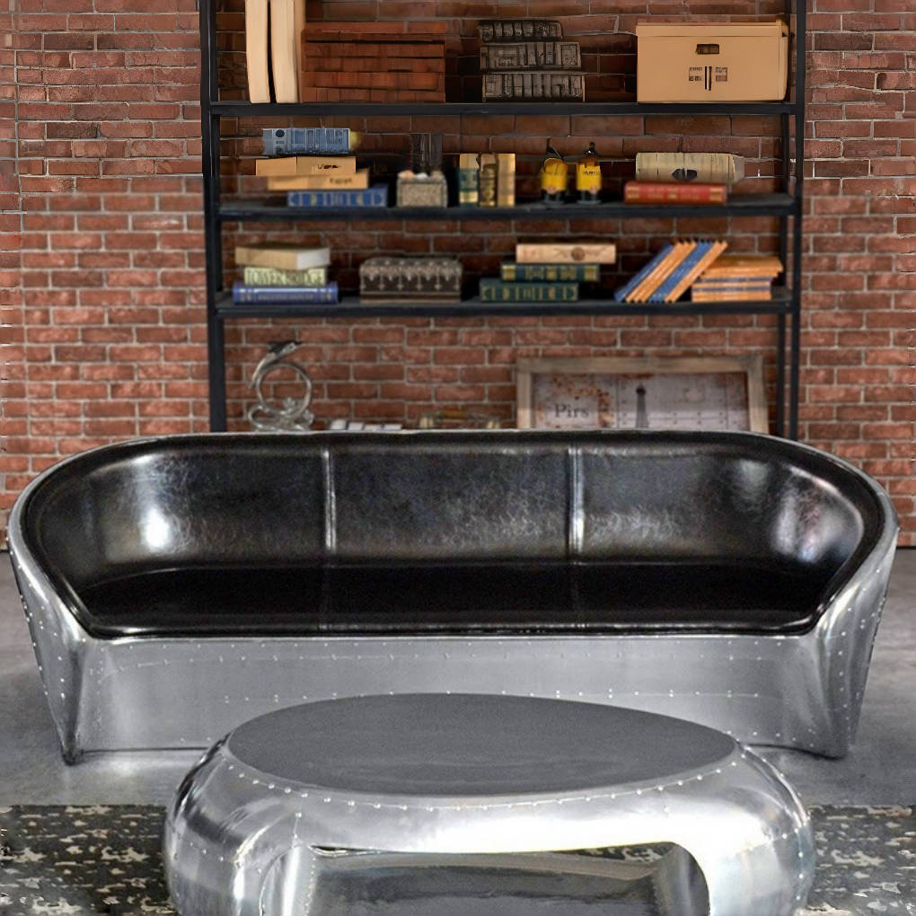 Smith Thera Creative Industrial Style Sofa Aluminum 69.69'' Reception ...