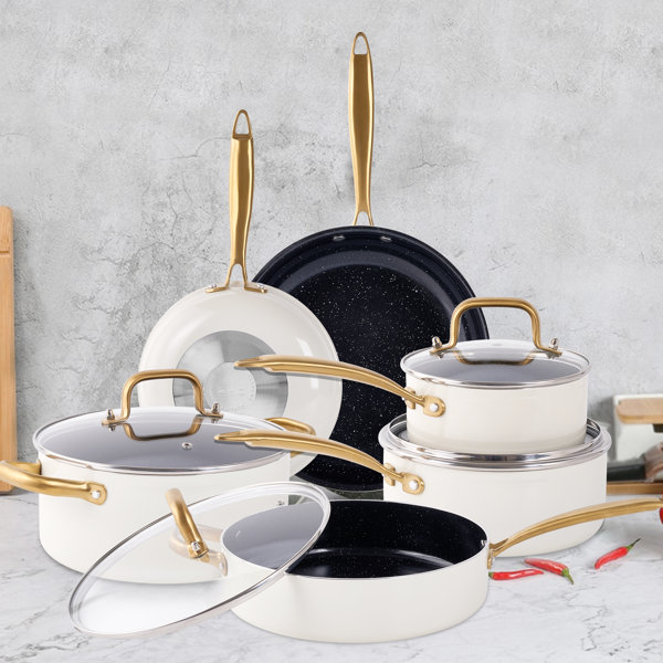 caannasweis 15 - Piece Nonstick Ceramic Cookware Set Oven Safe ...