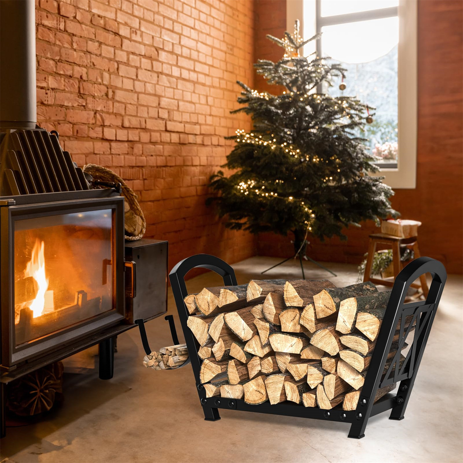 Red Barrel Studio® Lajeune 23.6'' W Metal Log Rack | Wayfair