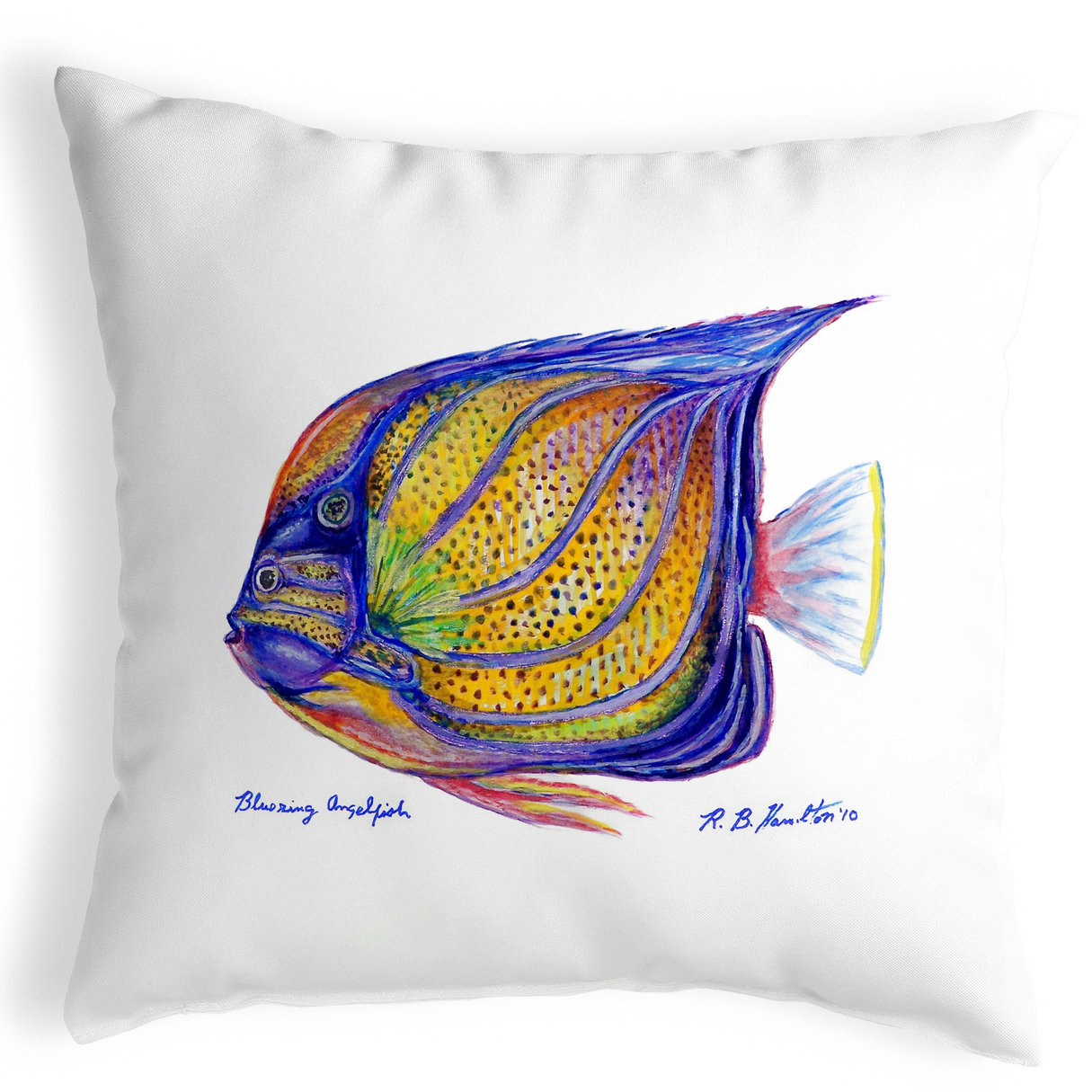 Betsy Drake Interiors Ring Angelfish Square Pillow Cover and Insert ...