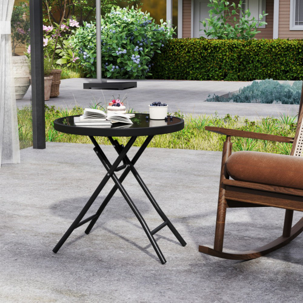Winston Porter 18 Inch Folding Side Table Patio Round Compact Coffee ...