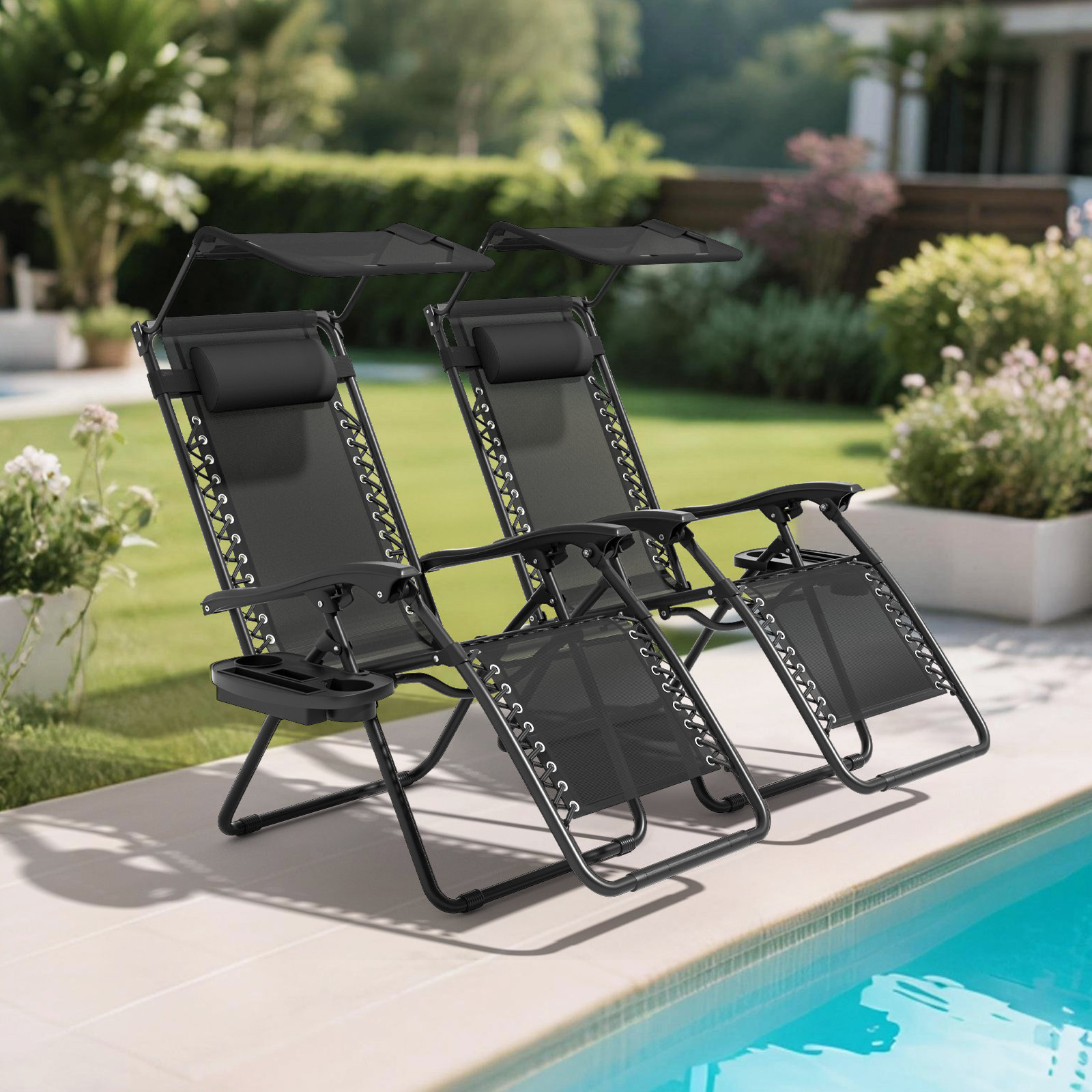Arlmont & Co. Mobarkar Outdoor Folding Zero Gravity Recliner Lounge ...