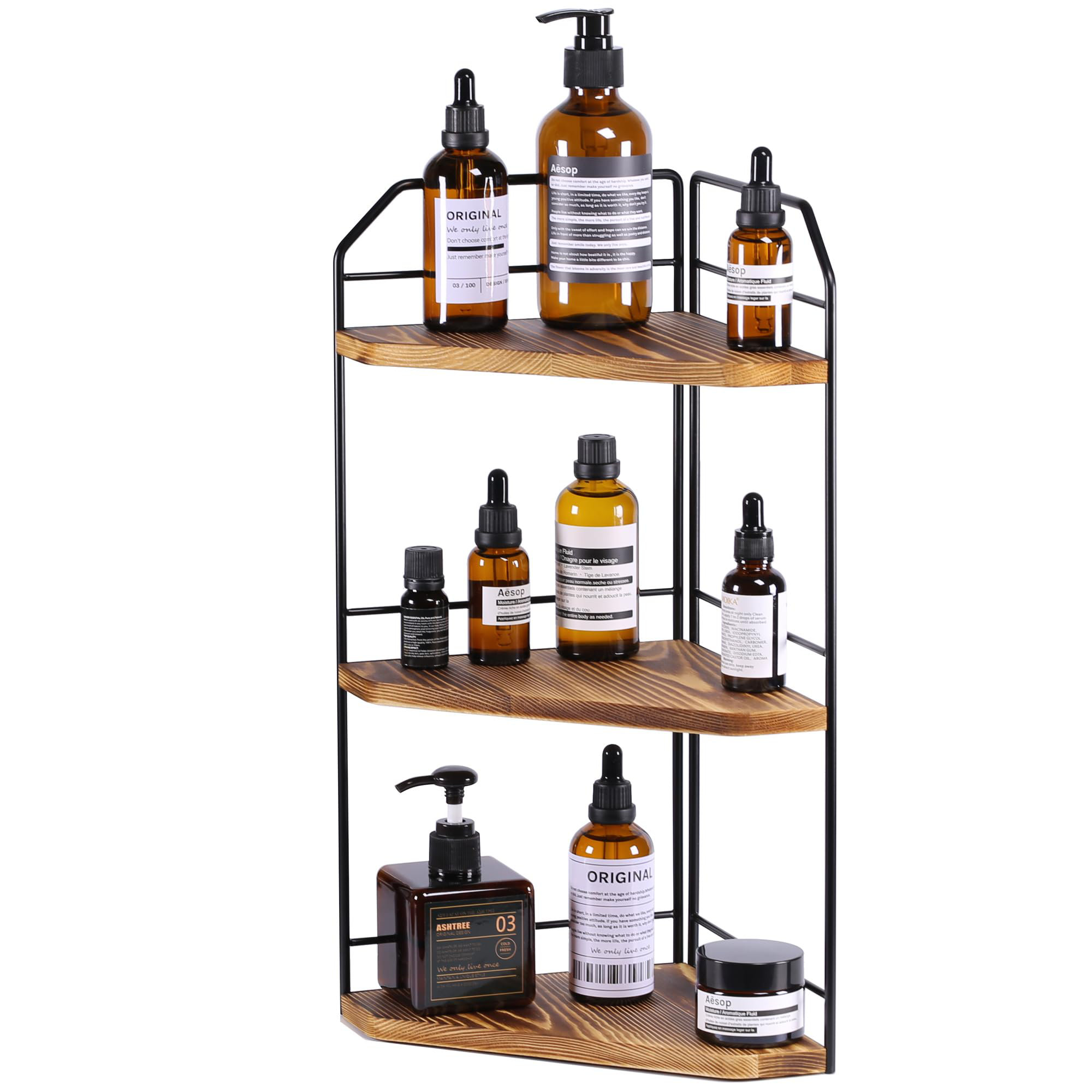 17 Stories Corner Bathroom Counter Organizer - 3 Tier Wood Vanity ...