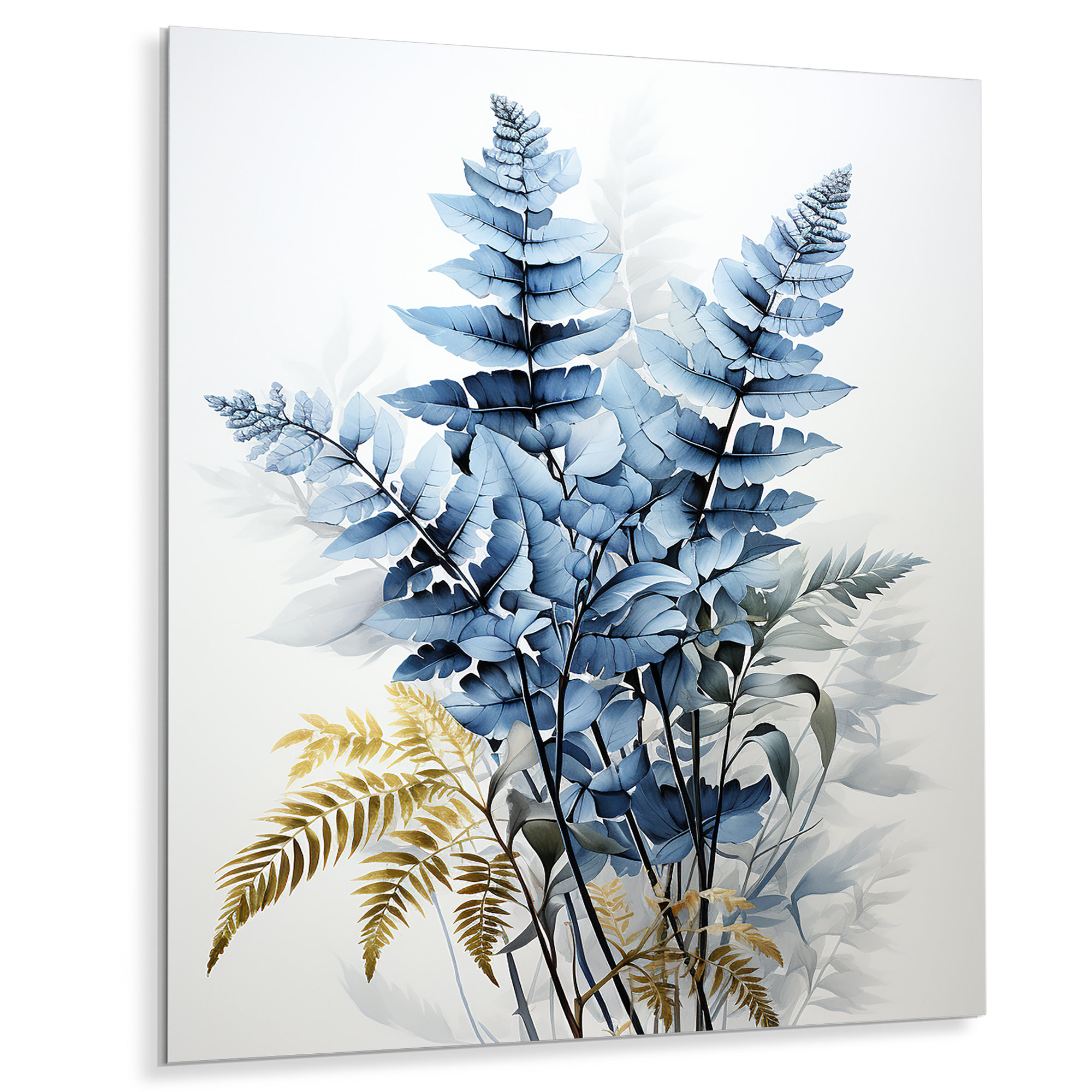 Winston Porter Ferns Sapphire Illumination I - Floral & Botanical Metal ...