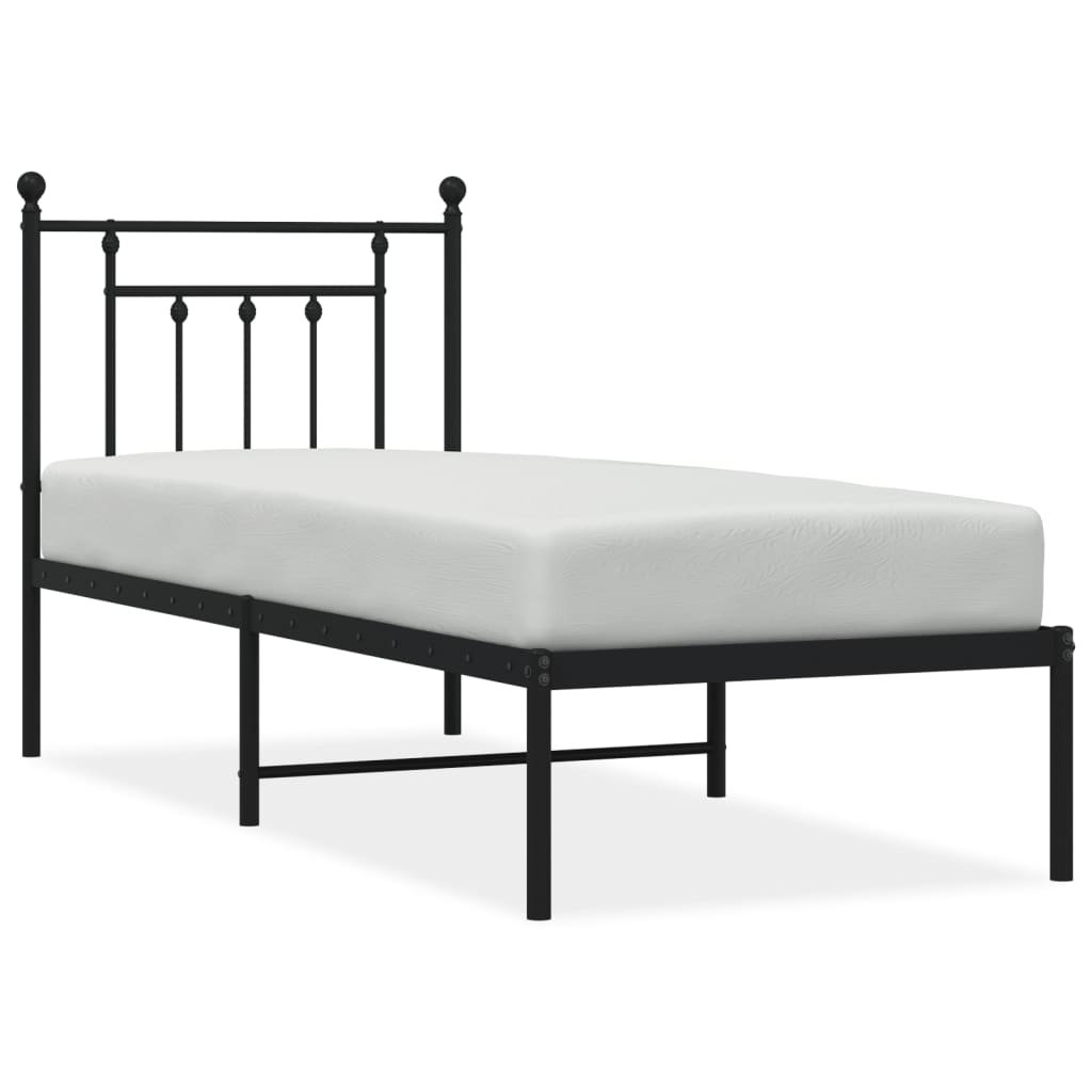 Ebern Designs Bed Frame Black Powder-Coated Steel Small Double Metal ...