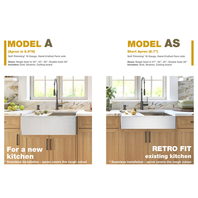 Empire Industries Short Apron Farmhouse Kitchen Sink 30" L x 22" W ...
