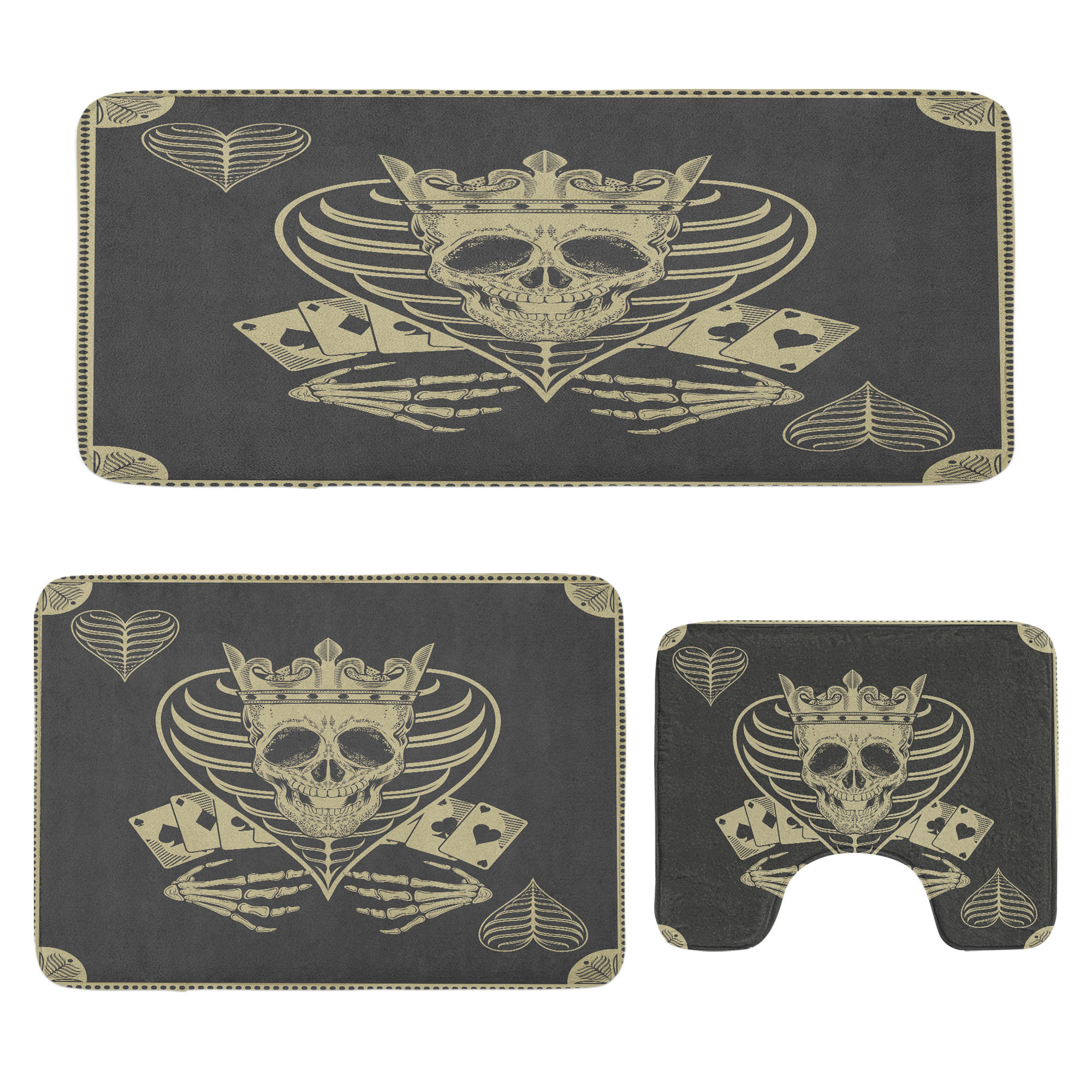 East Urban Home Skull Bathroom Rug Set 3 Pieces U-Shape & Rectangle ...