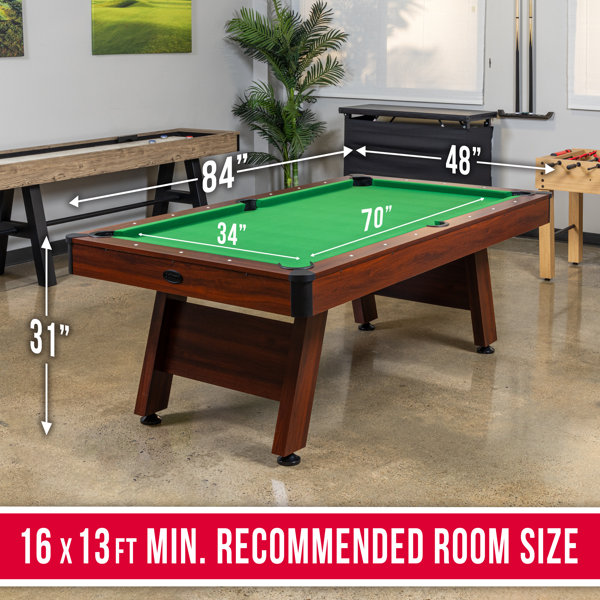 GoSports 7 ft Pool Table with Wood Finish - Billiards Game Room Table ...