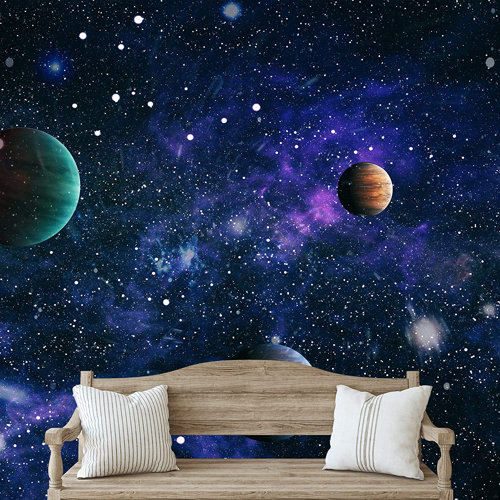 IDEA4WALL Planet In Outer Space Galaxy Wall Mural | Wayfair