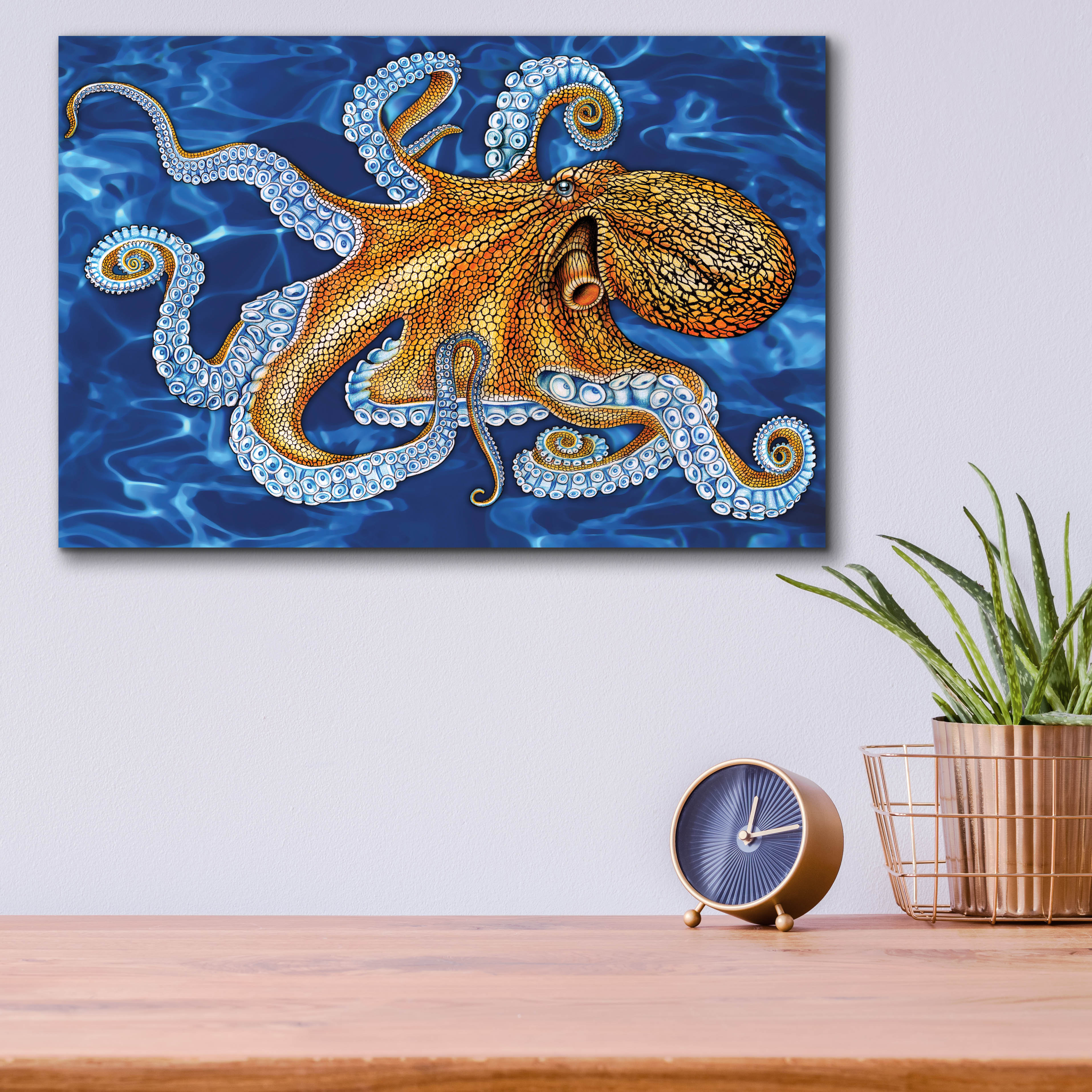 Highland Dunes 'Octopus' by Tim Jeffs Acrylic Wall Art, 16" x 12" | Wayfair