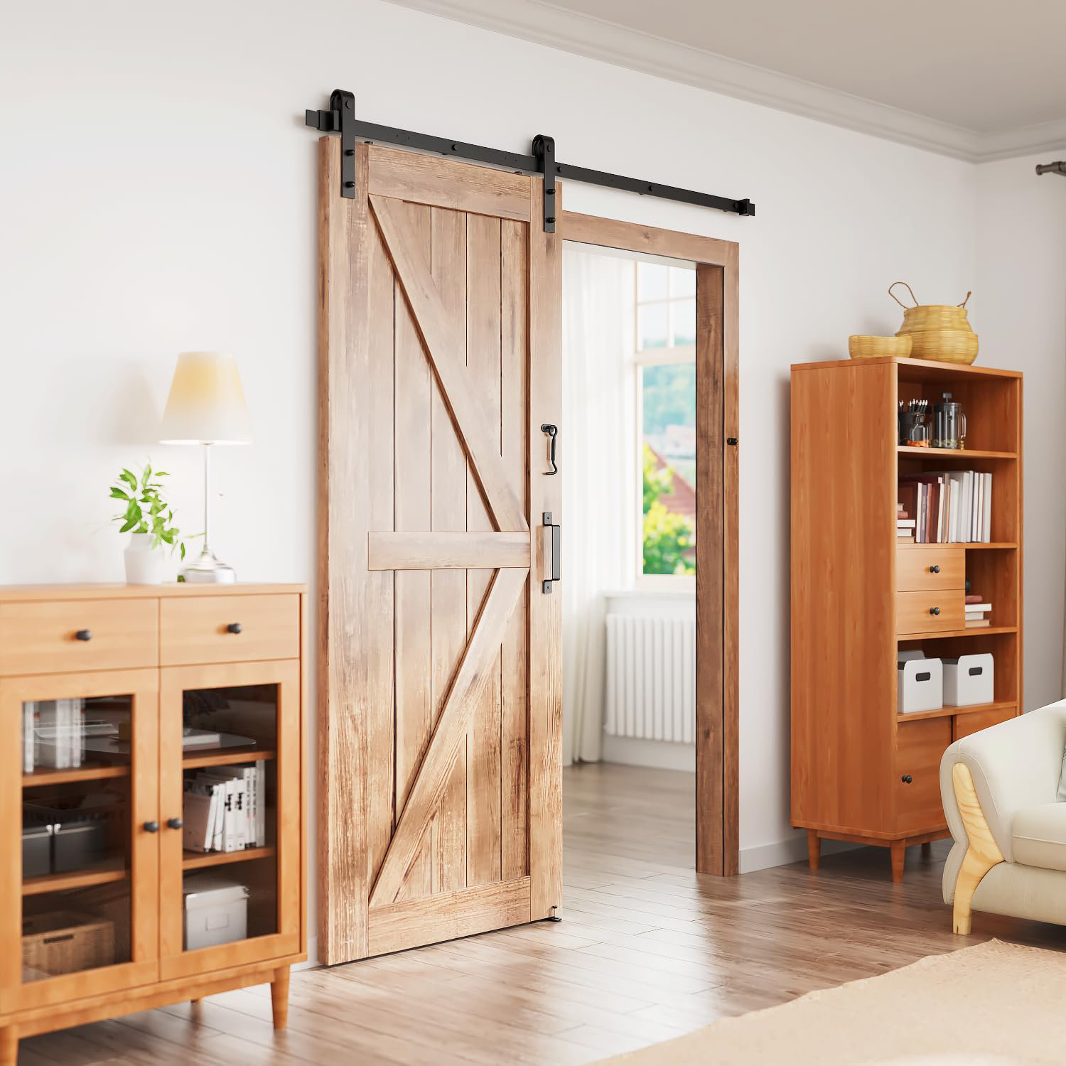 JIEKUOZONGZHUAN 6-Foot Barn Door Hardware Set For Doors Up To 36 Inches ...