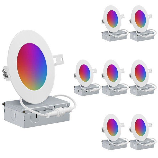 QPLUS 4 inch Slim LED Smart WIFI RGB Recessed Ceiling Light, 10W, IC ...