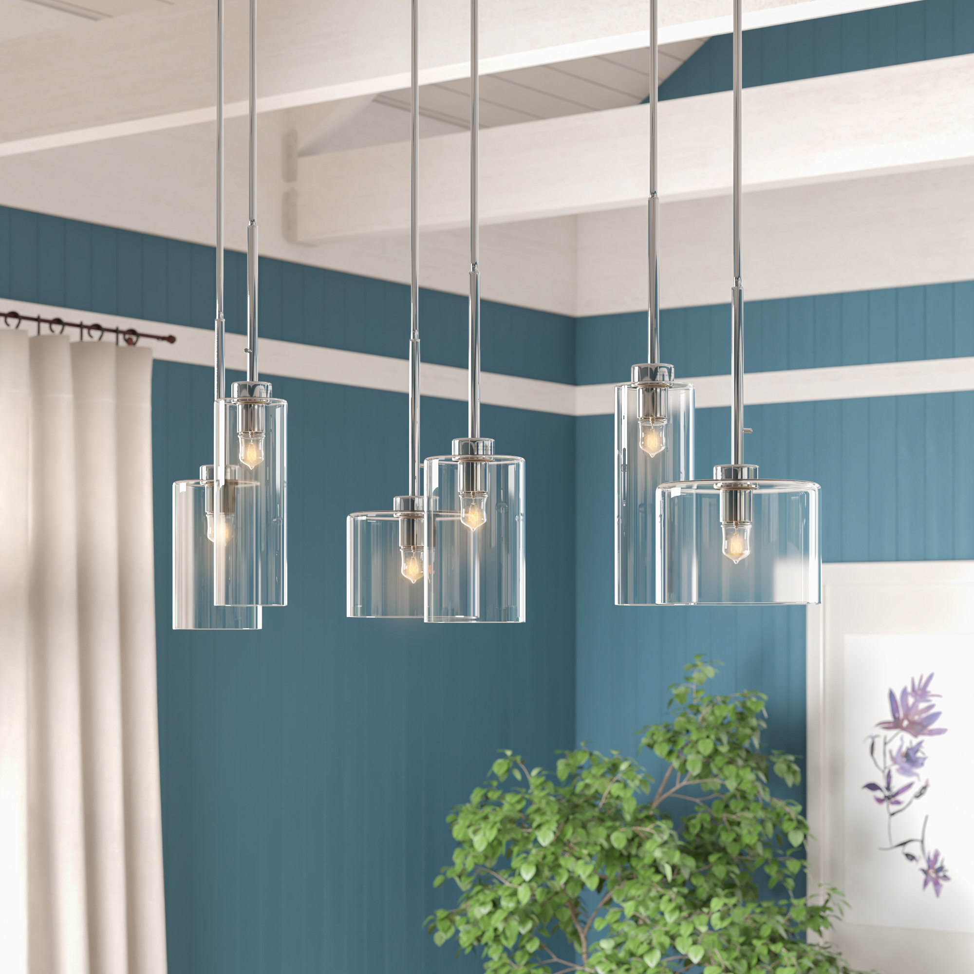Wade Logan Falk 6-Light Kitchen Island Linear Pendant & Reviews ...