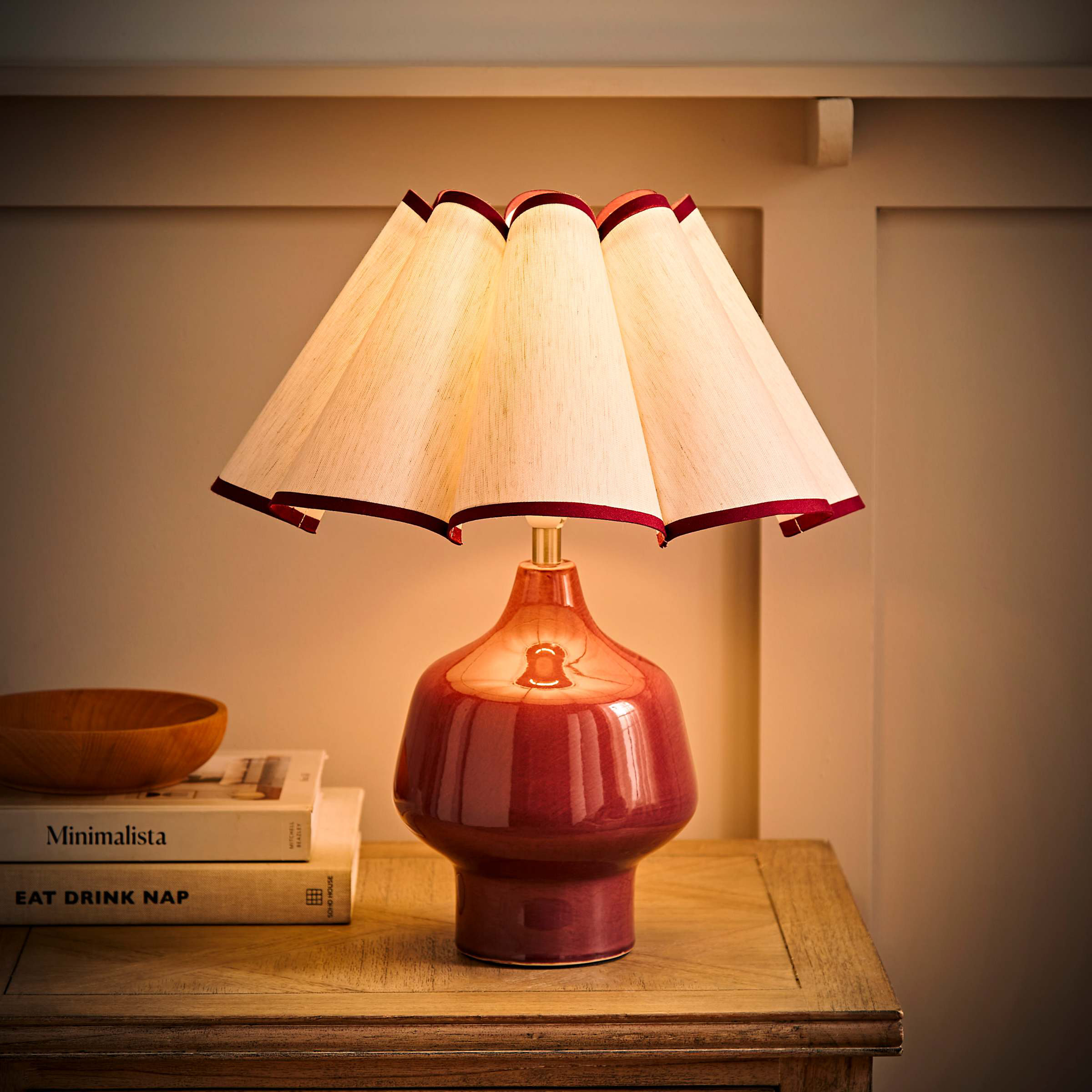 Metro Lane Demtrius Glazed Ceramic Table Lamp with Scallop Trim Lamp ...