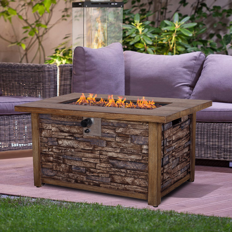 Loon Peak® Frederikke 23.8 H 50000 BTU Outdoor Gas Fire Pit Table ...