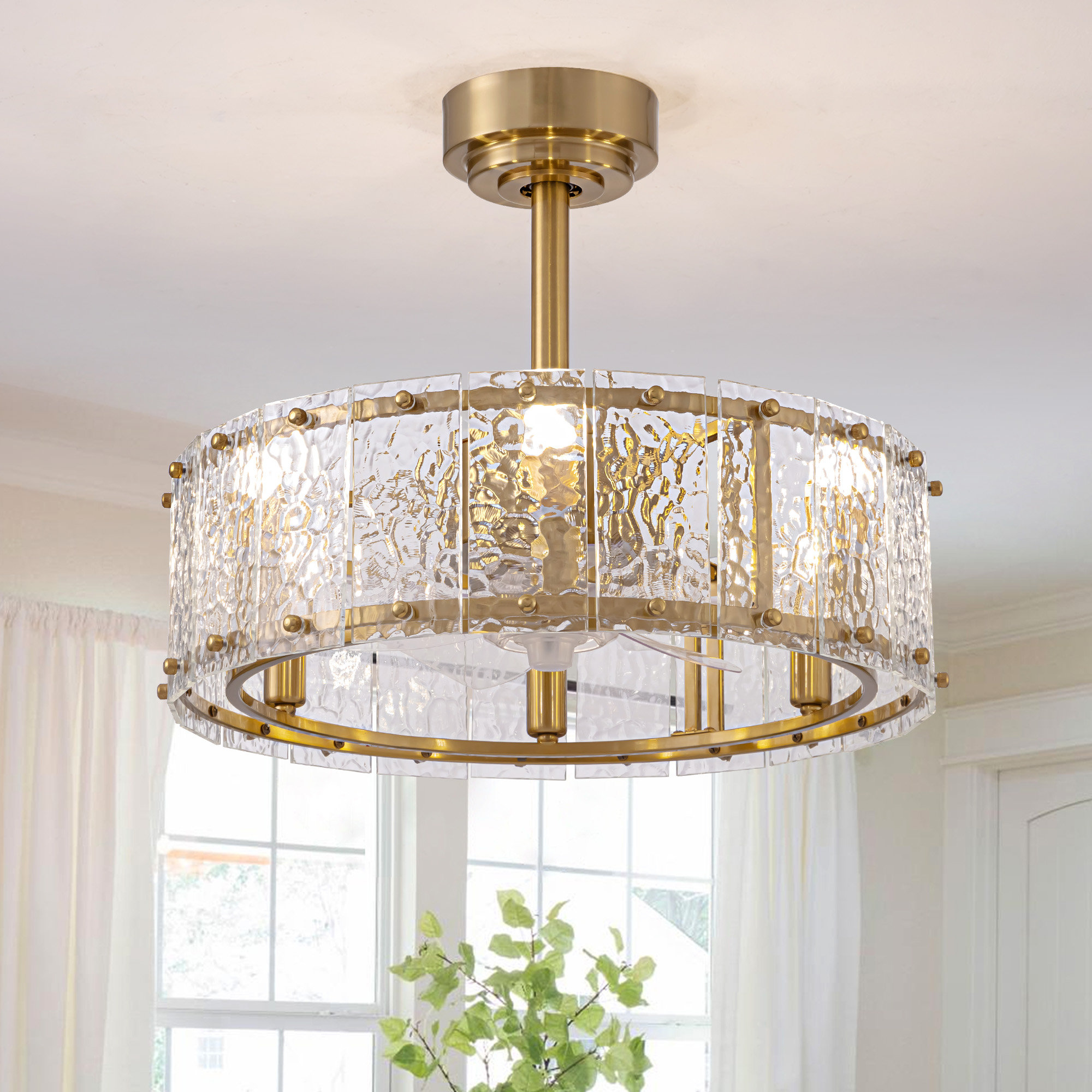 House of Hampton® Kadarra 20'' Crystal Drum Ceiling Fan with Light Kit ...