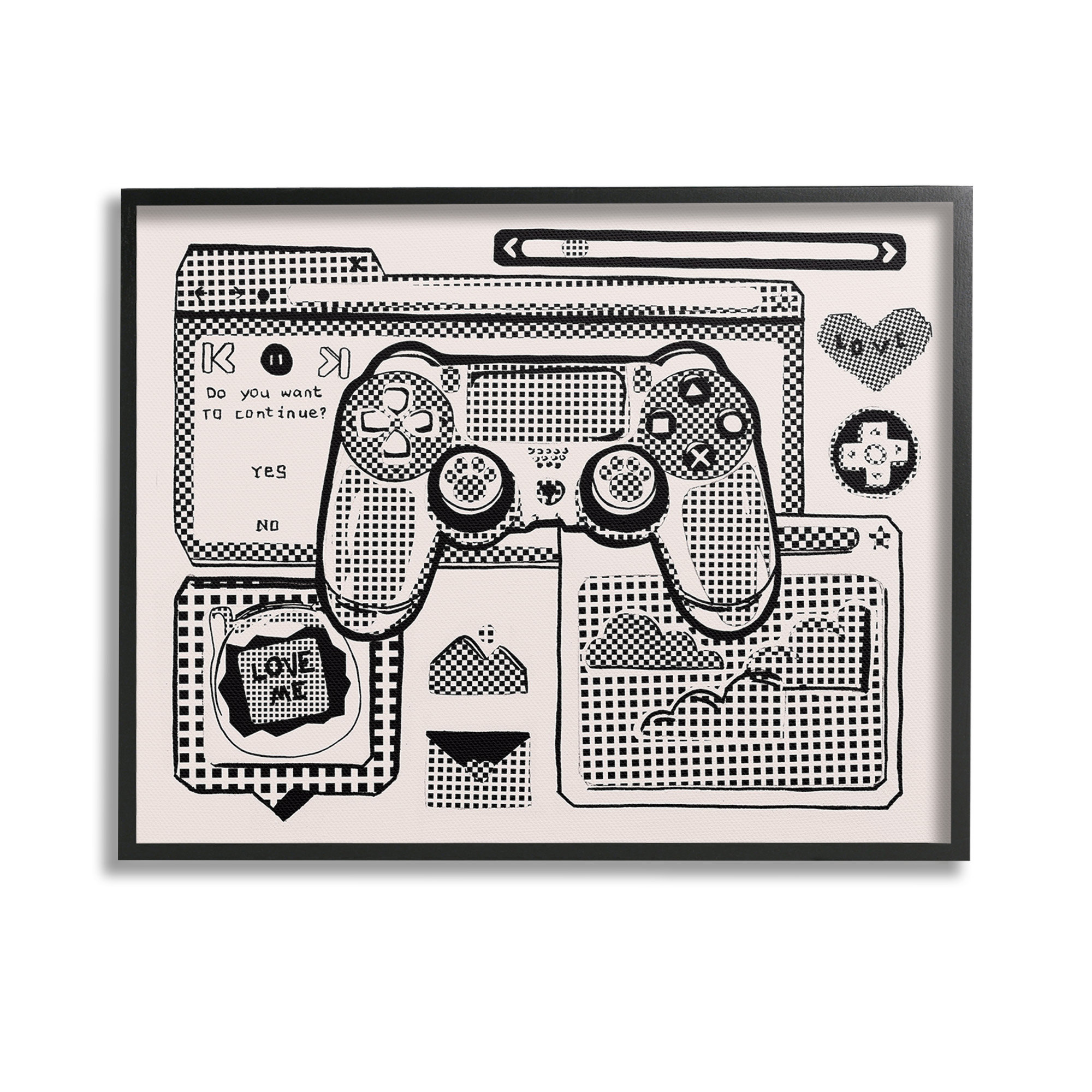 Stupell Industries Retro Gamer Collage Framed Giclee Art by Melissa ...