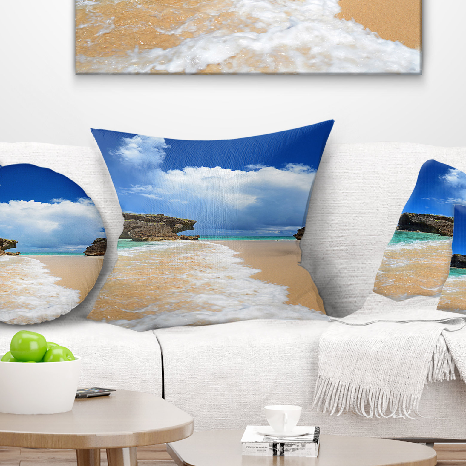 Design Art Emerald Green of Okinawa - Sea & Shore Printed Pillow | Wayfair