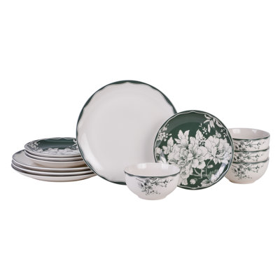 222 Fifth Hudson Valley 12-Piece Porcelain Dinnerware Set-Service For 4 ...