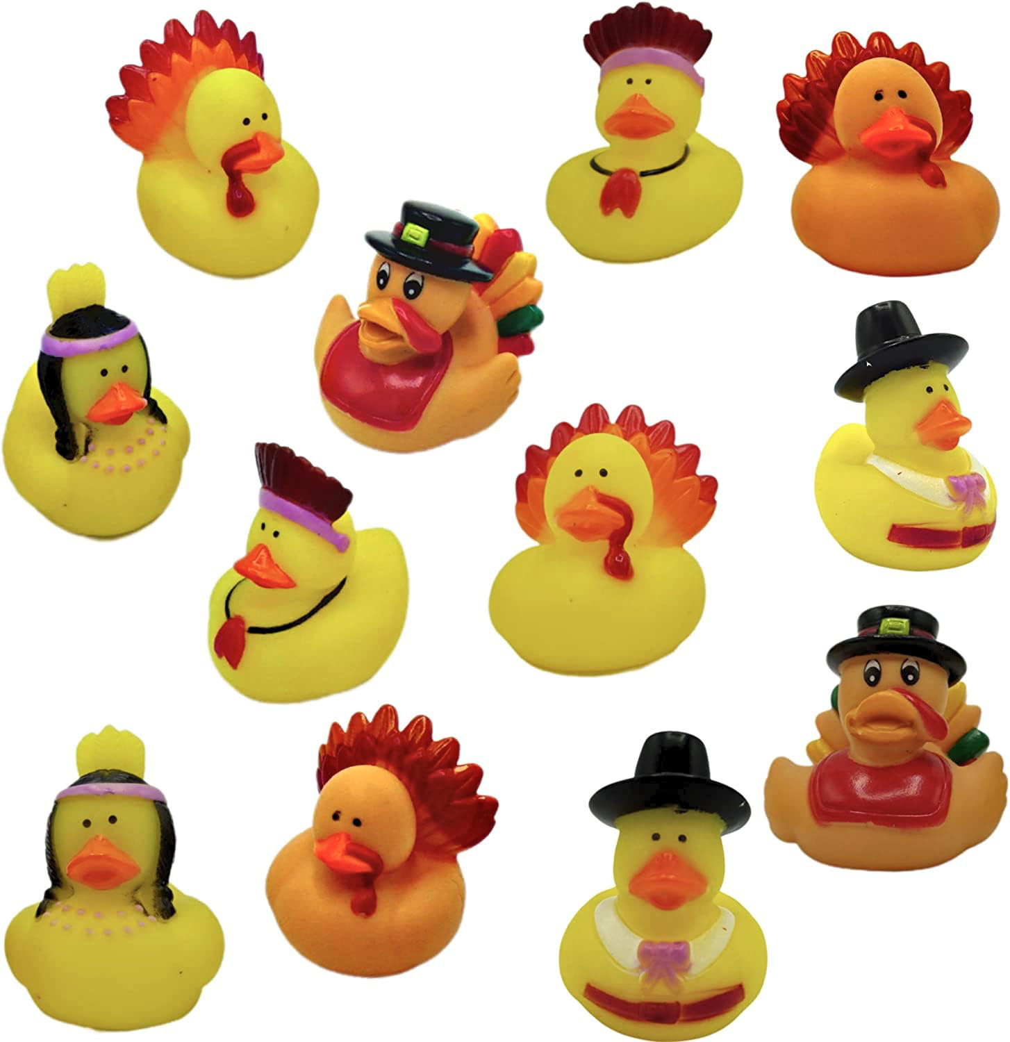 COEN 12-Pack Thanksgiving Rubber Duckies: Turkey & Pilgrim-Themed ...