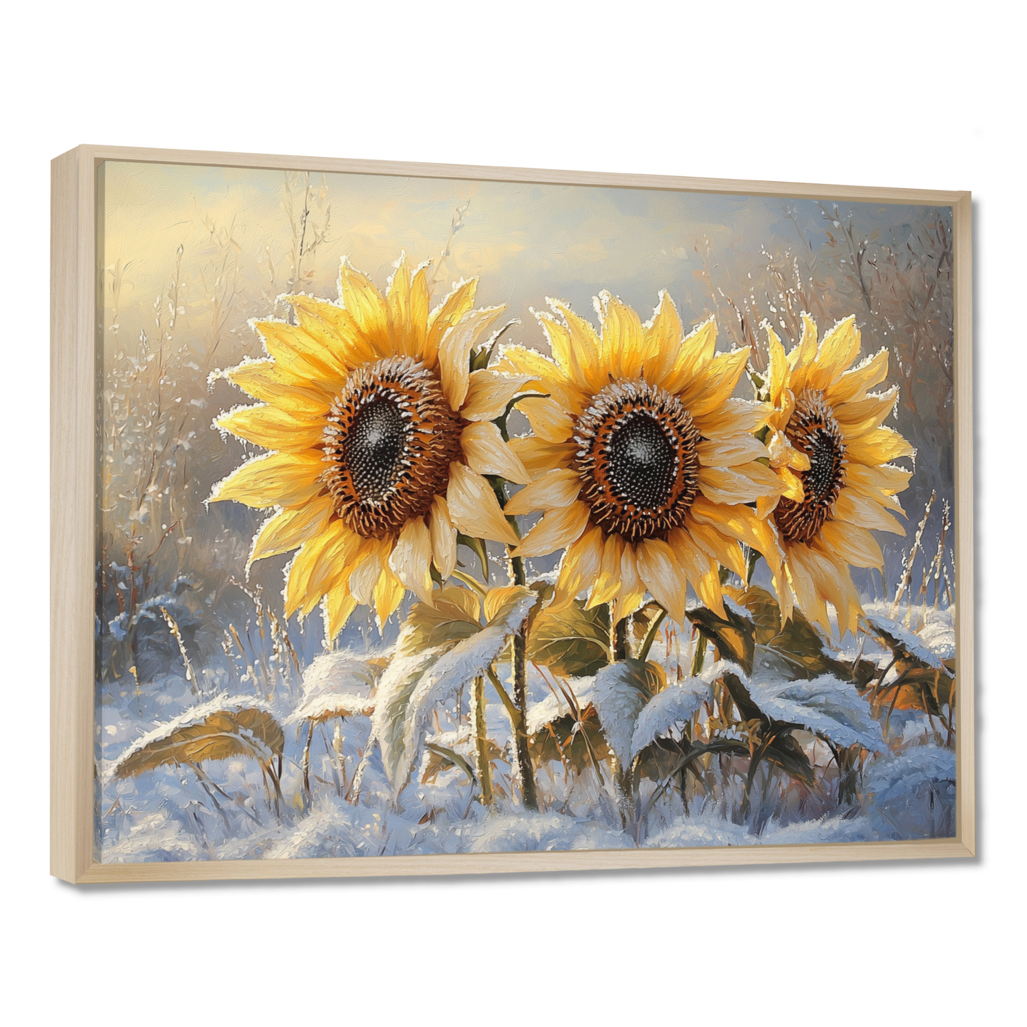 August Grove® Durfey Sunflowers In The Frosty Meadow - Sunflowers Wall ...