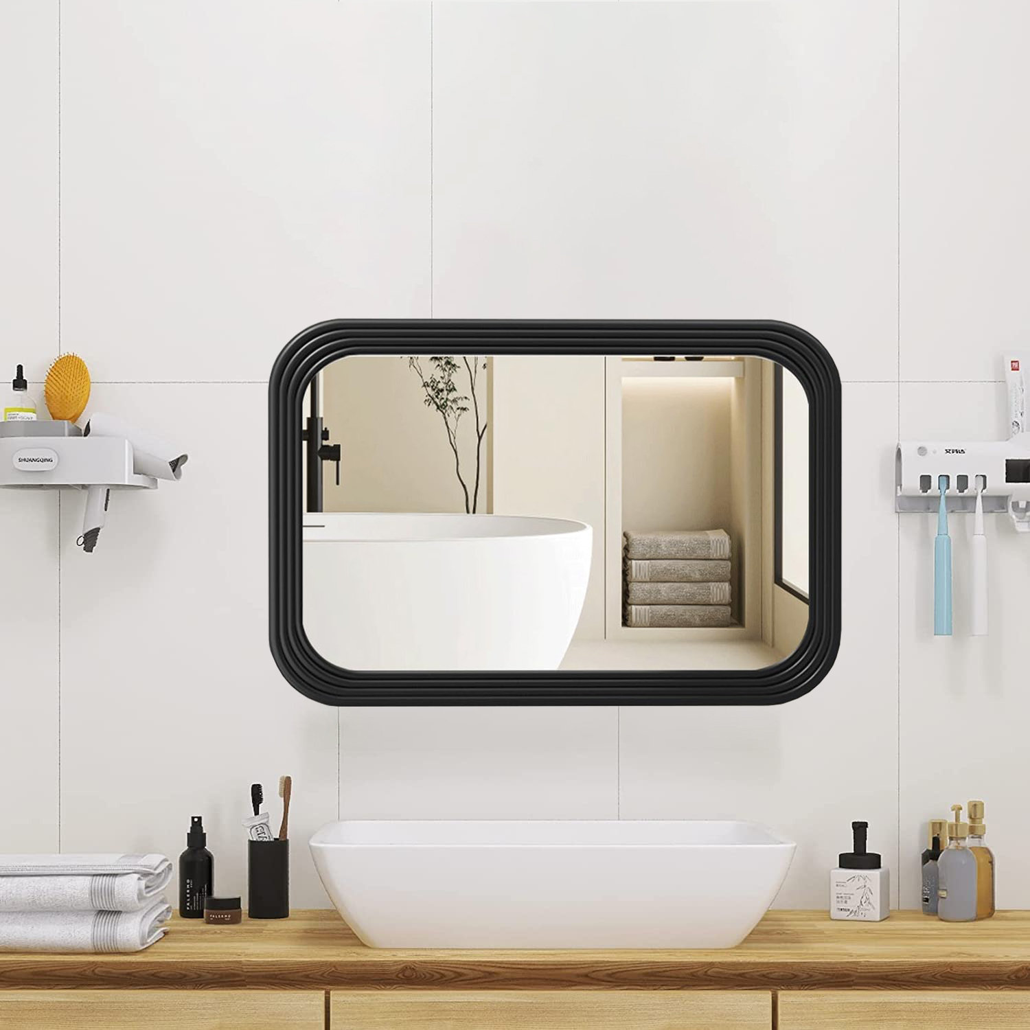 Latitude Run® Full-Length Oval Bathroom Mirror With Tempered Glass ...