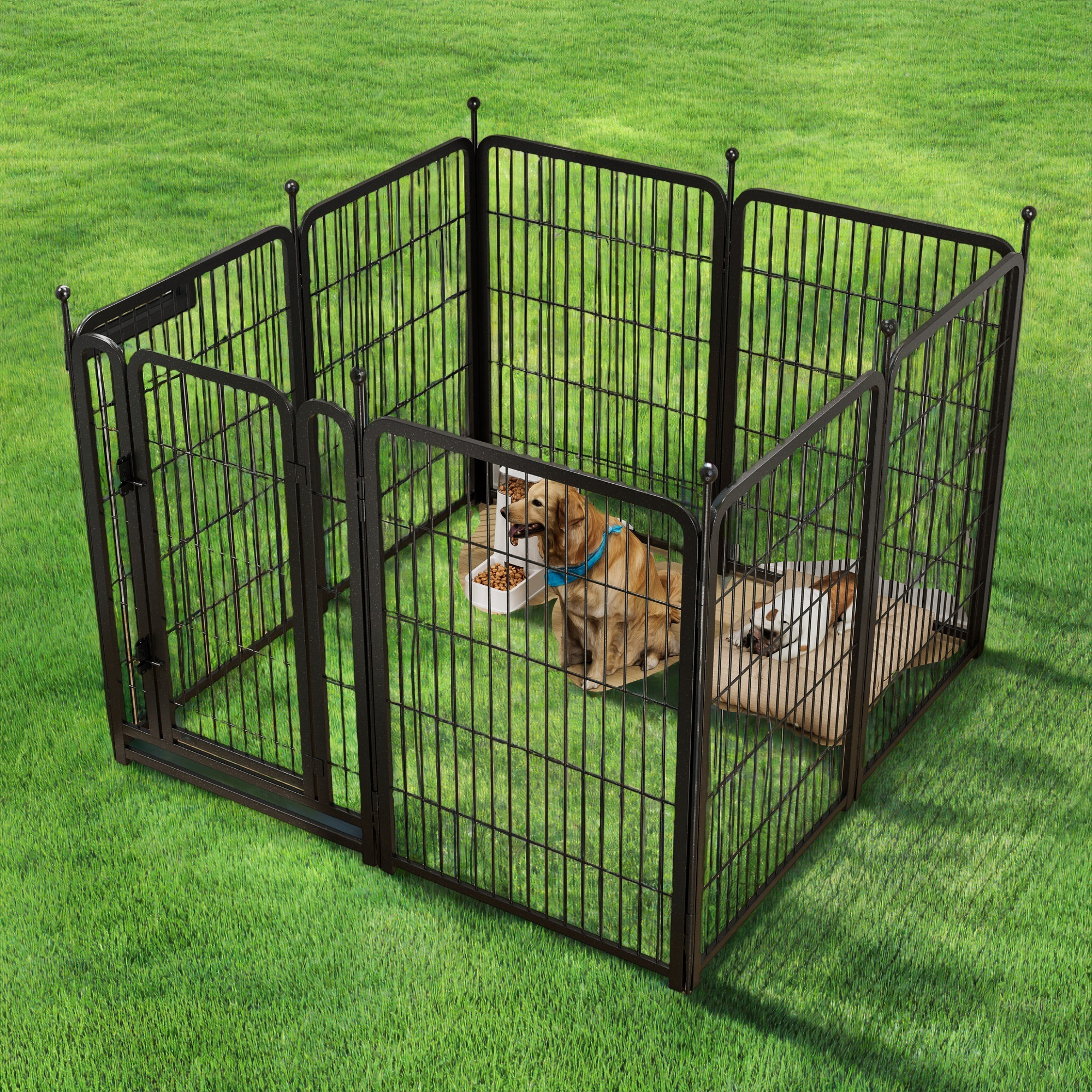 FAR AND NEAR Dog Playpen 8 Panels Heavy Duty Dog Fence Puppy Pen For ...
