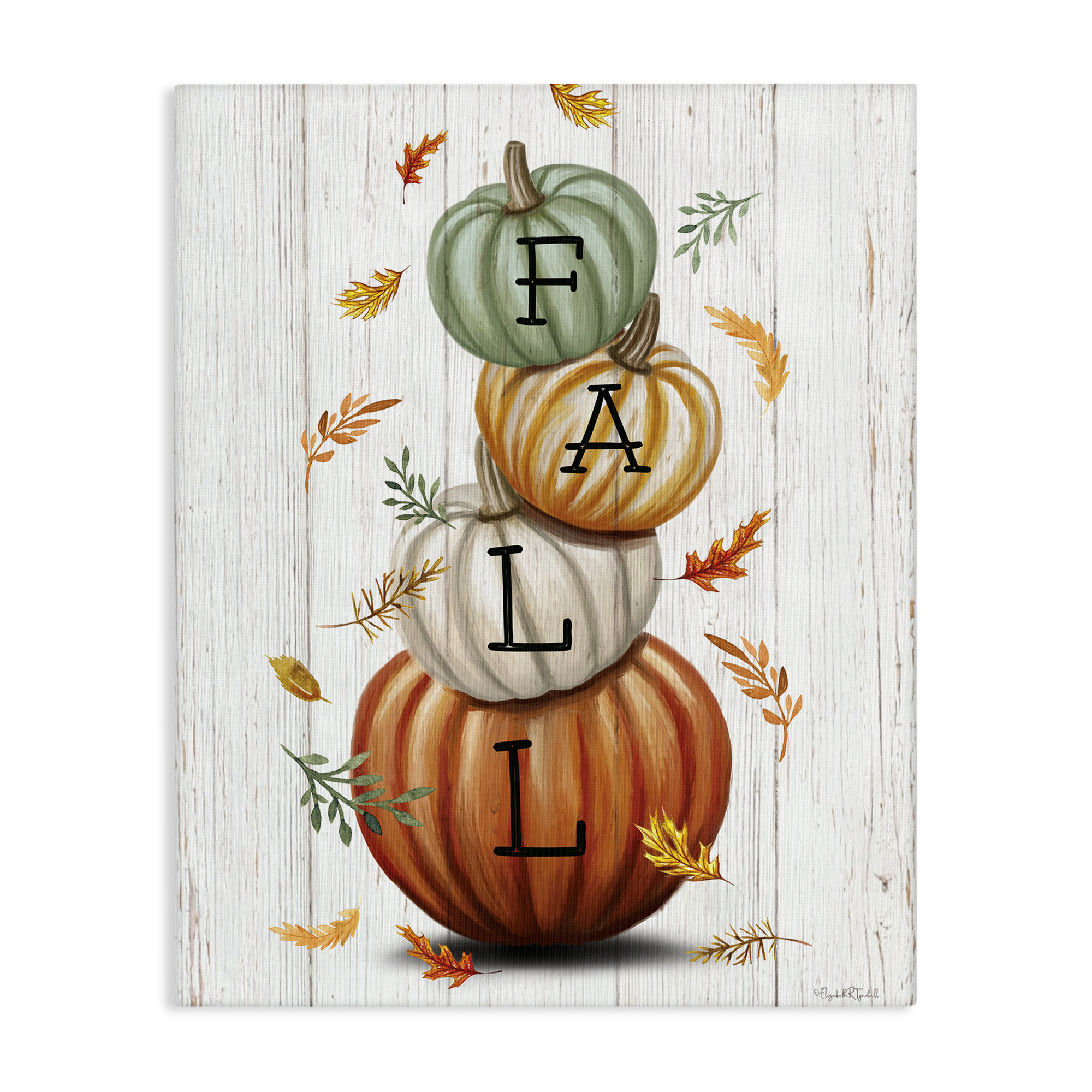 Ophelia & Co. Falling Leaves & Pumpkin Stack Canvas, design by ...