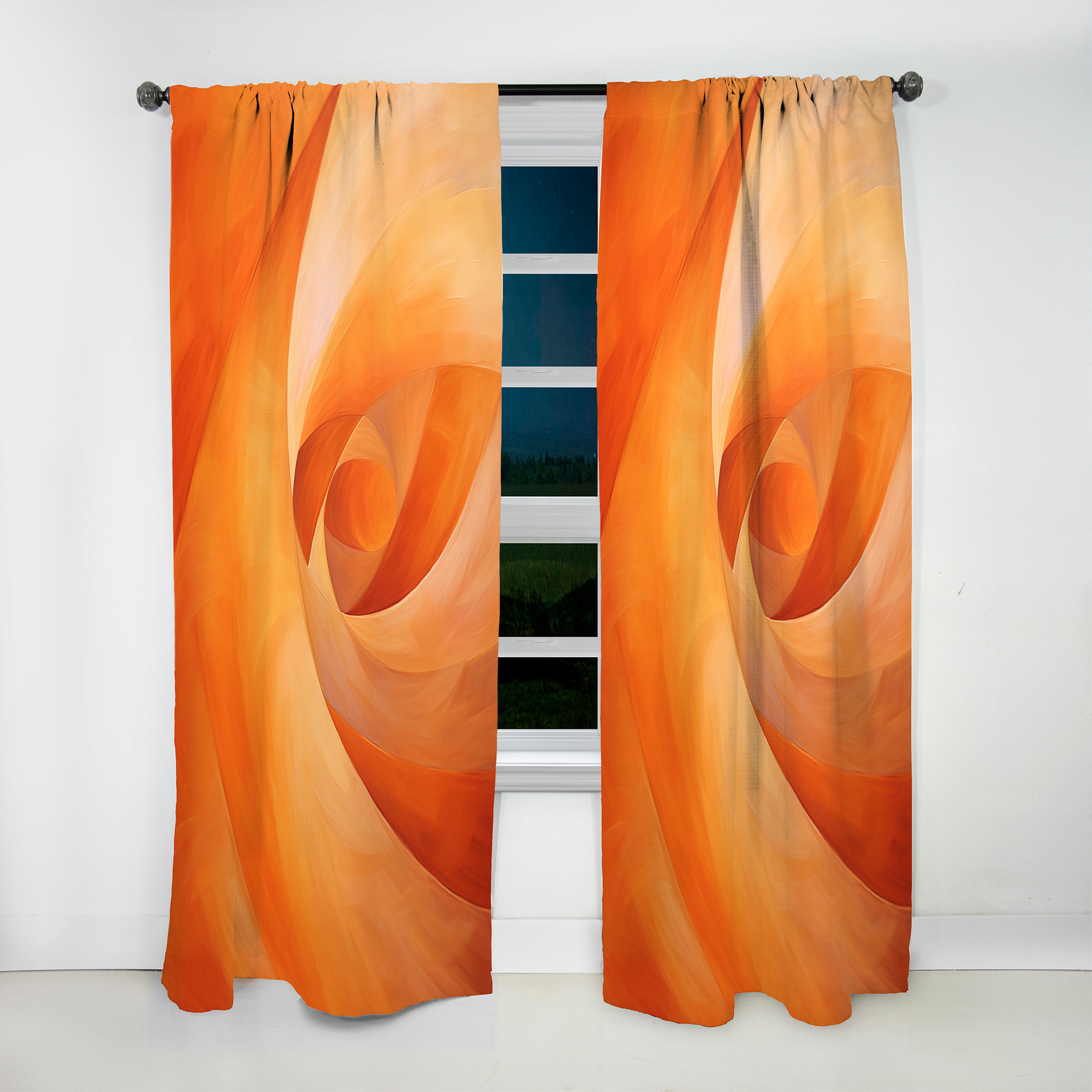 Design Art Tangerine Twist Spiral - Modern Velvet Curtain - Room ...