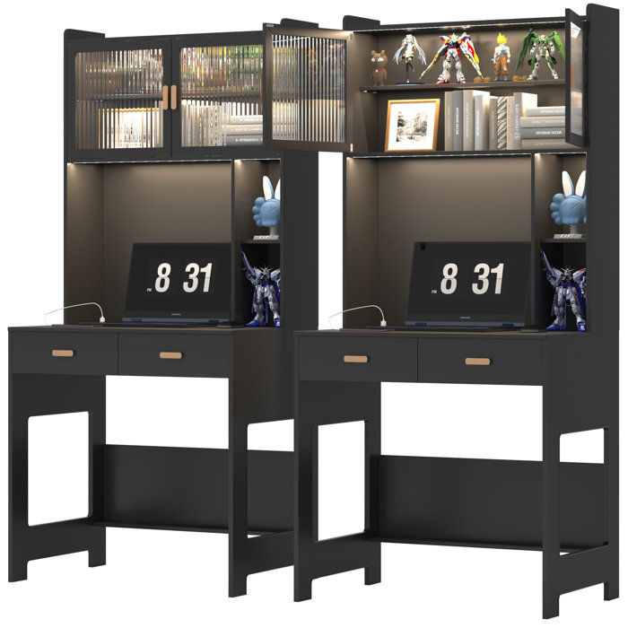 Latitude Run® Berwaldt 31.5'' W Rectangle Computer Desk with Hutch and ...