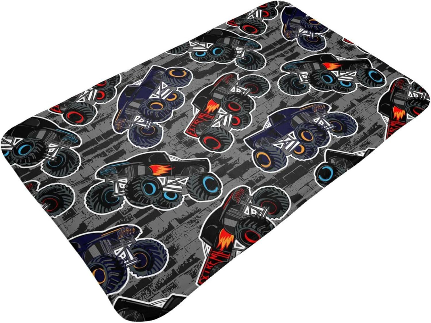 17 Stories Monster Truck Boys Style Bath Mat Non-Slip Soft Microfiber ...