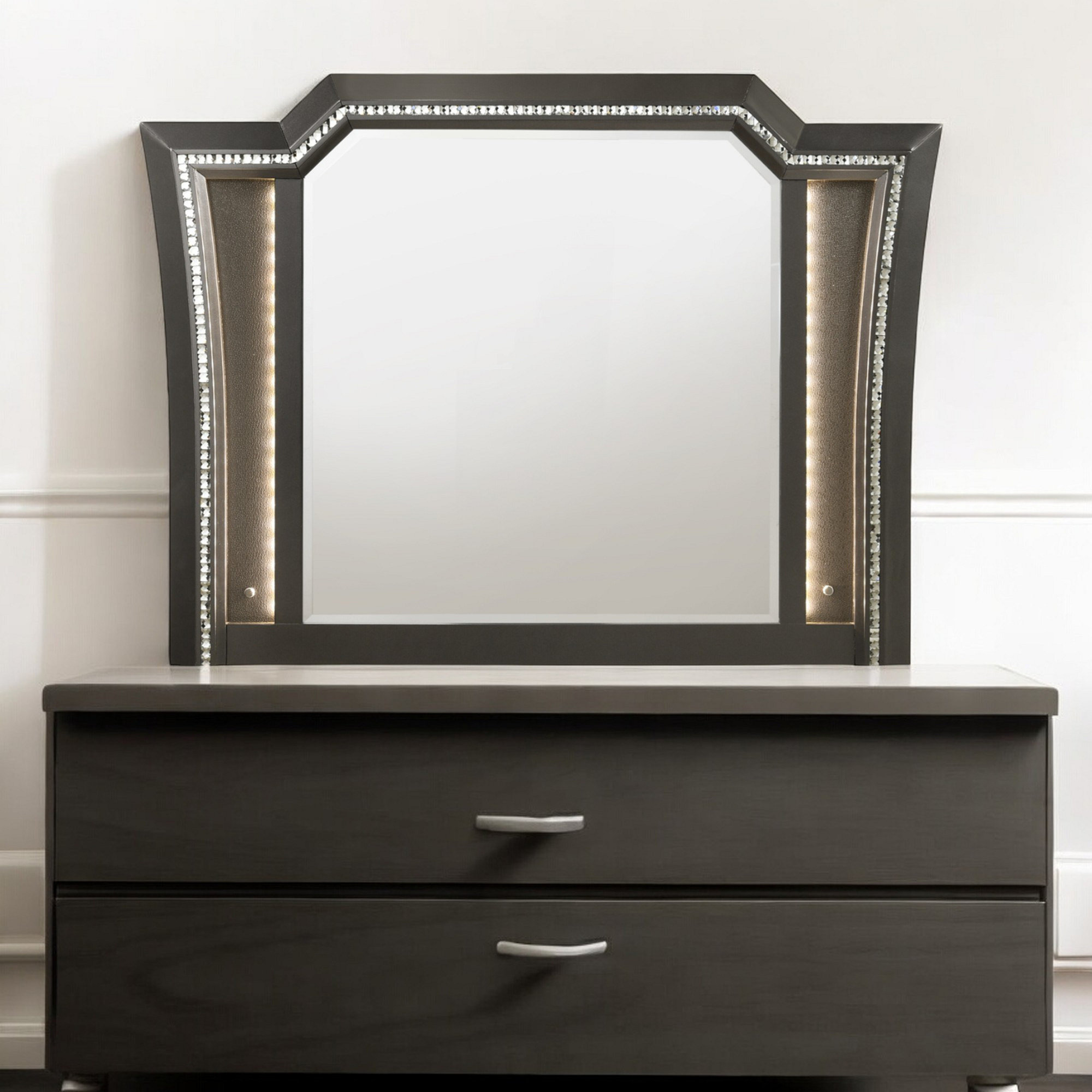 Latitude Run® Kaitlyn Metallic Gray Finish Mirror W/Led | Wayfair