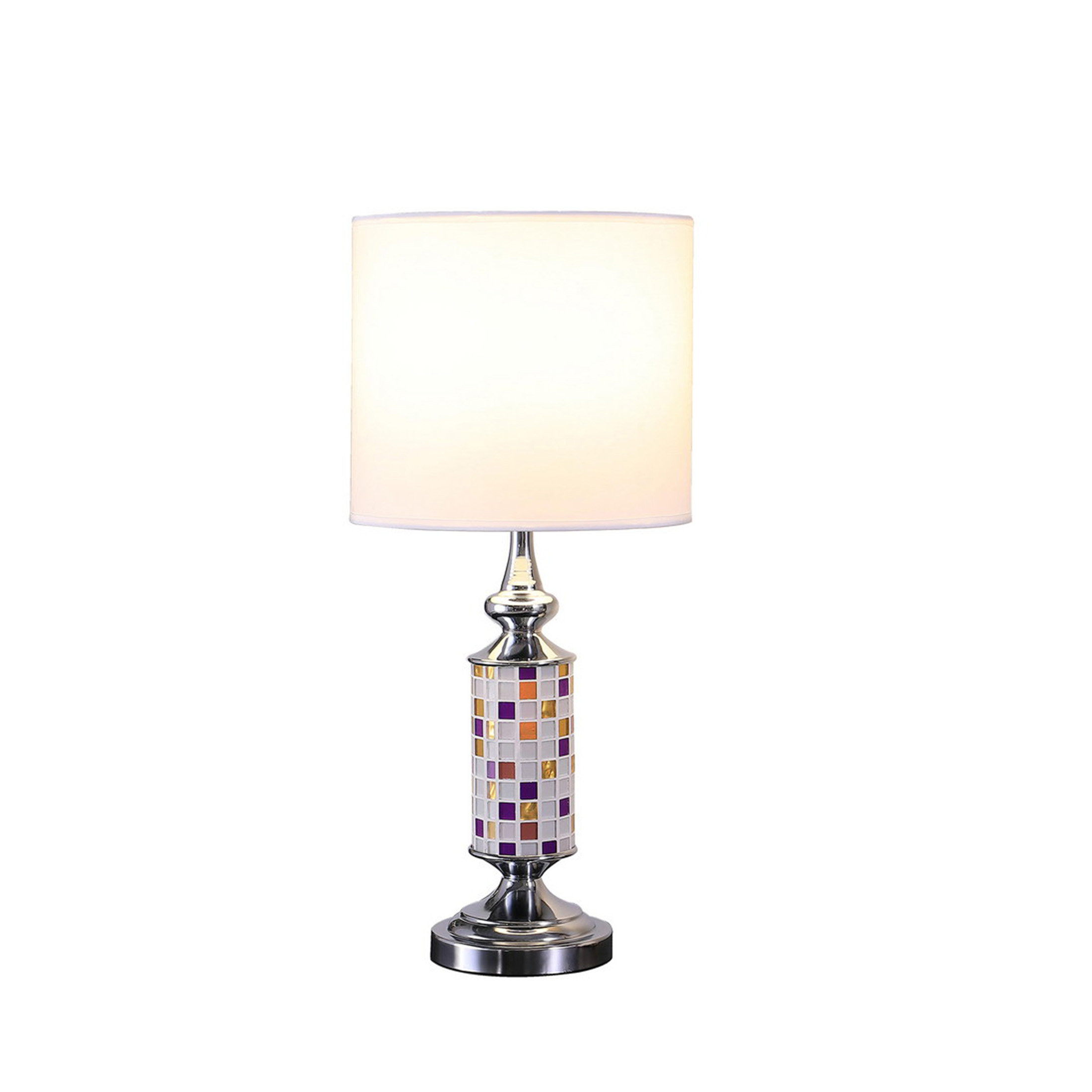House of Hampton 24" Vicki Chrome Bohemian Glass Mosaic Modern Table ...