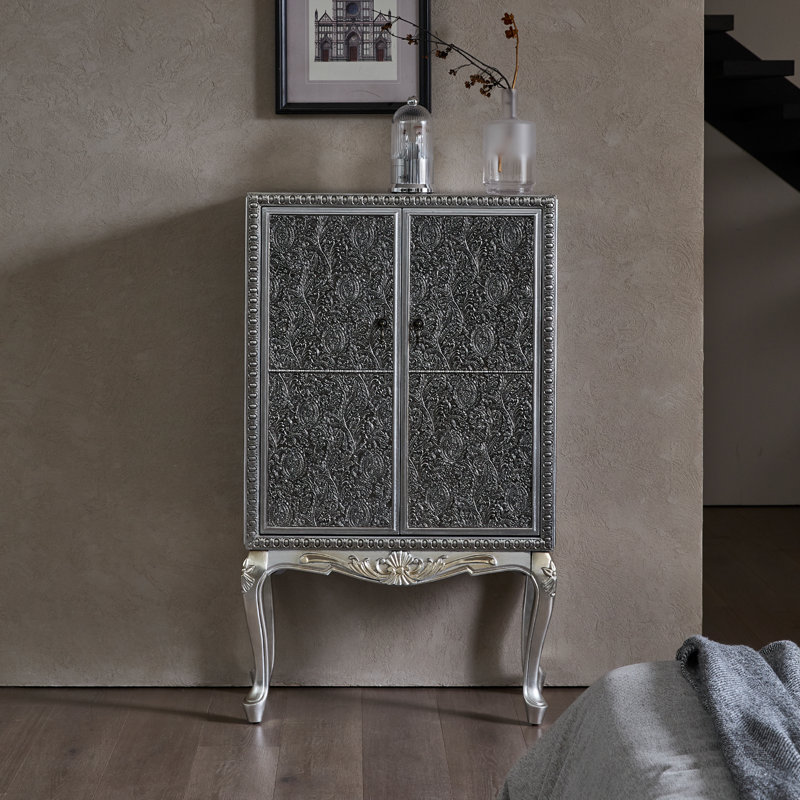 World Menagerie Vintage handmade silver foil carved wardrobe | Wayfair
