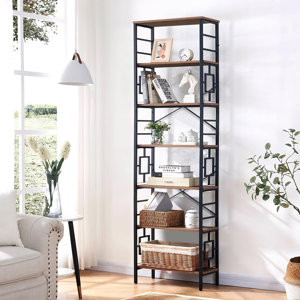 17 Stories Tall Bookshelf, 84 Inch Industrial Bookshelf With Metal ...