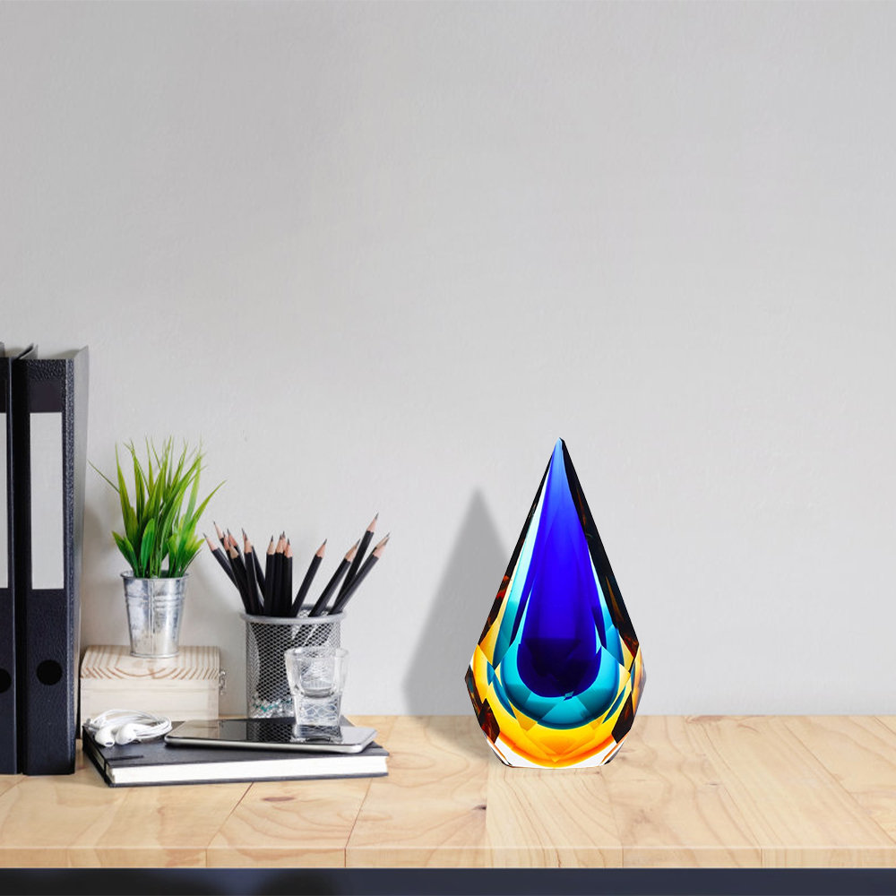 Ivy Bronx Teardrop-Shaped Glass Desk Decor – 1PC, Elegant Accent For ...