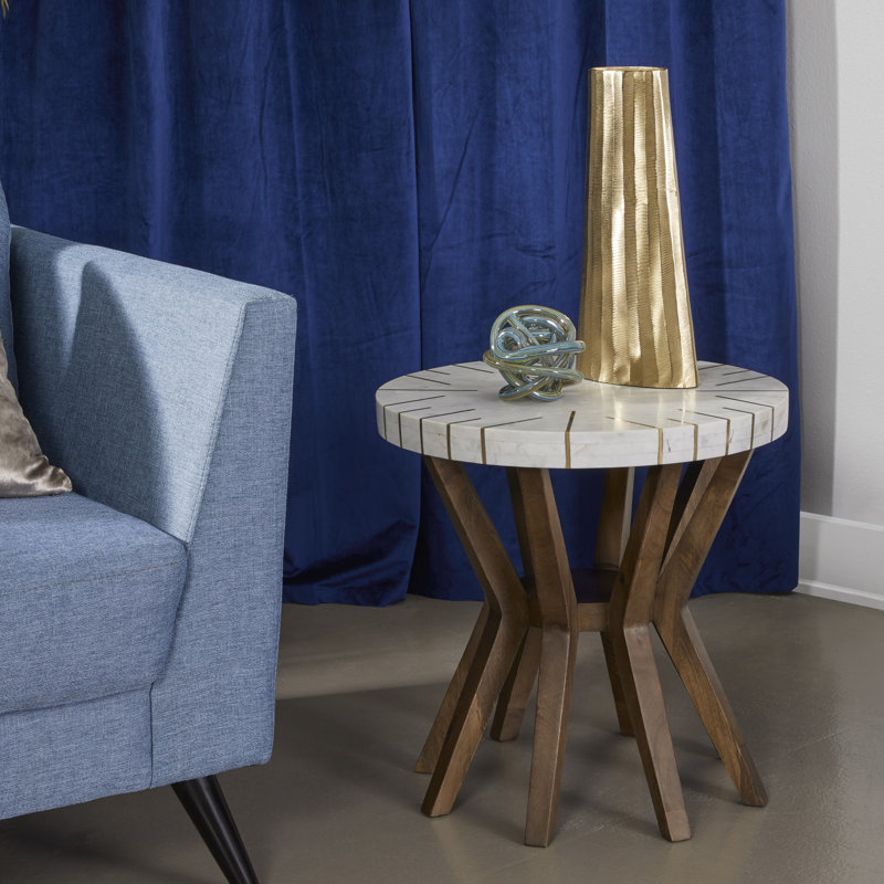 George Oliver Mayfield Brown and White End Table | Wayfair