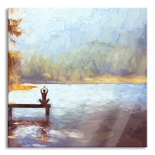 Union Rustic Yoga by the Lake - Unframed Photograph on Glass | Wayfair ...
