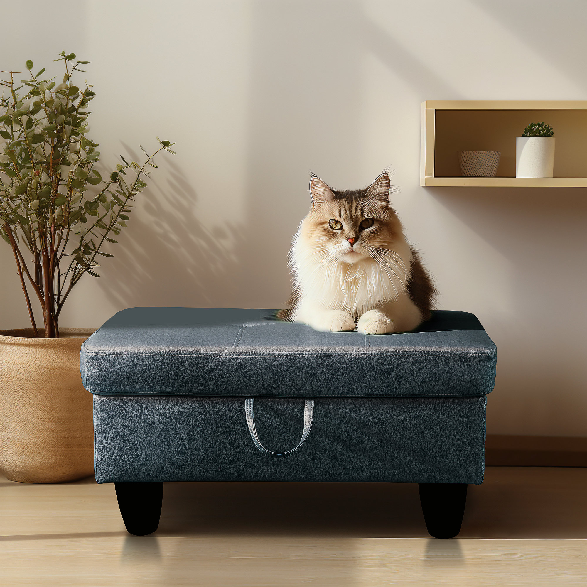 Ebern Designs Pinecrest Vegan Leather Storage Ottoman Bench Storage ...