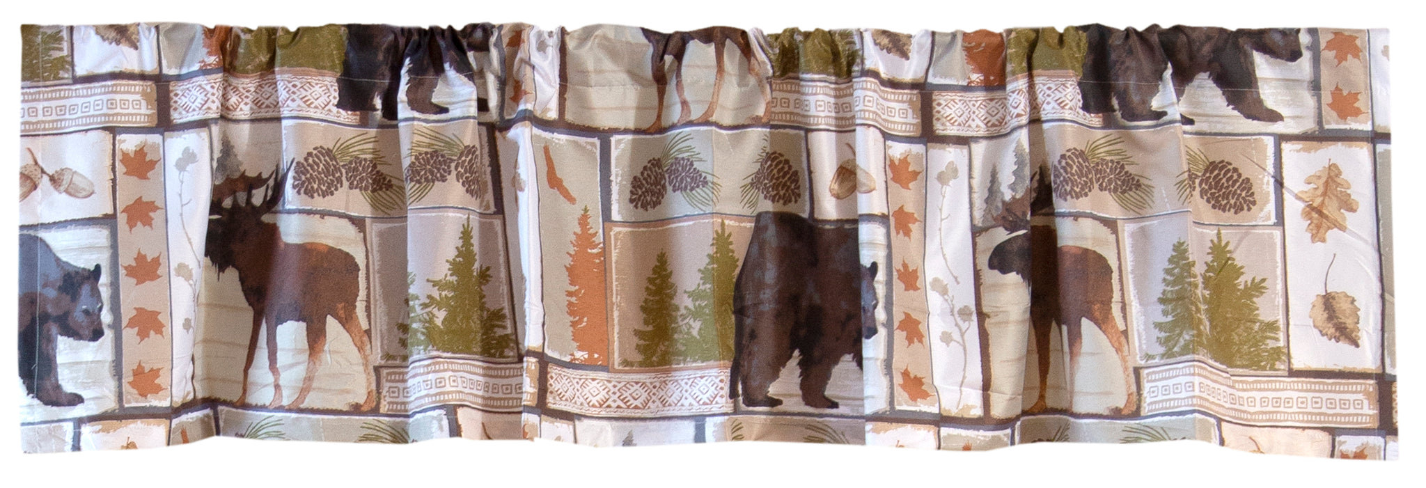 Carstens Inc. Patchwork Ruffled 84" Window Valance in Brown/Green/Beige ...