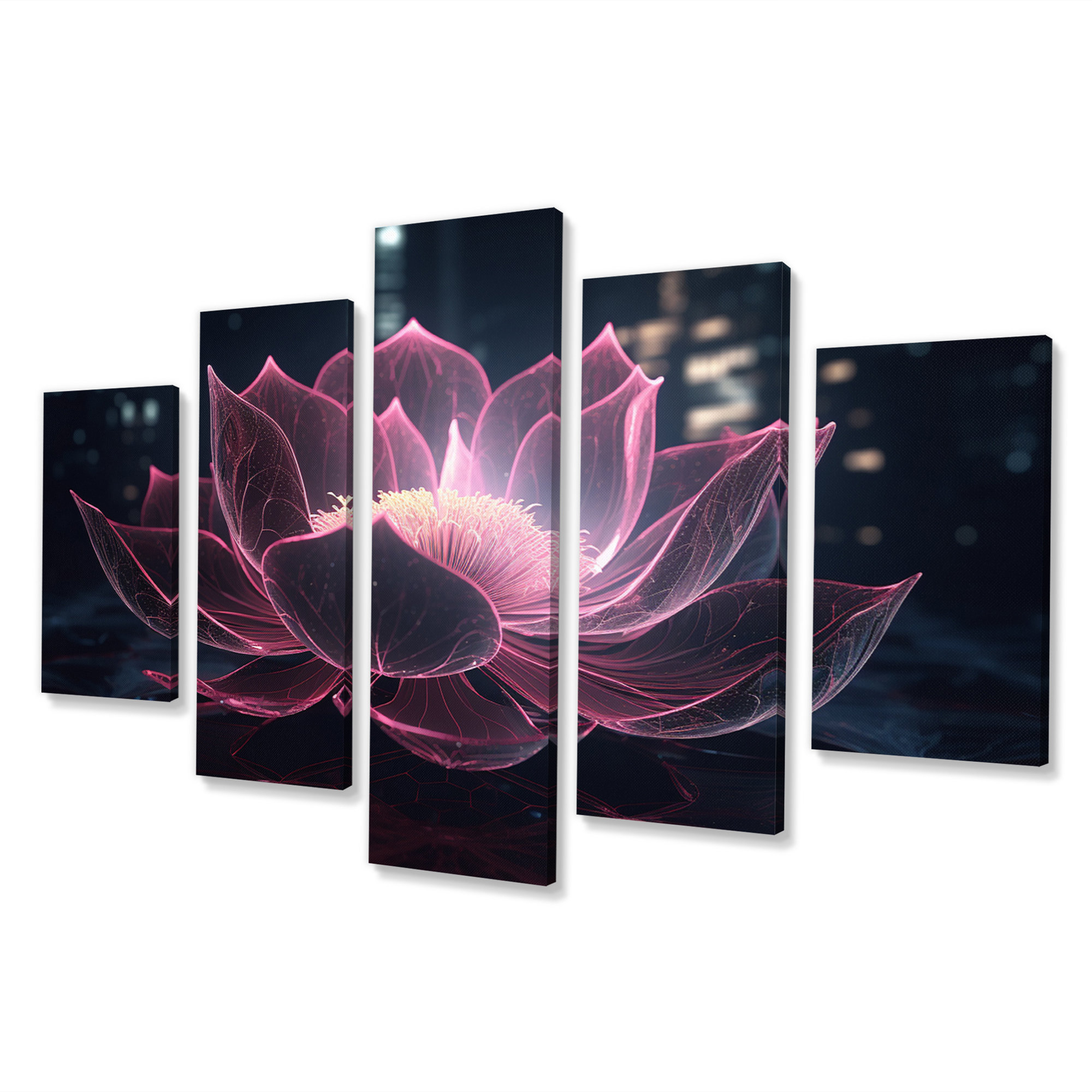 Design Art Lotus Magical Luminiscent Blossoming I - Lotus Canvas Print ...
