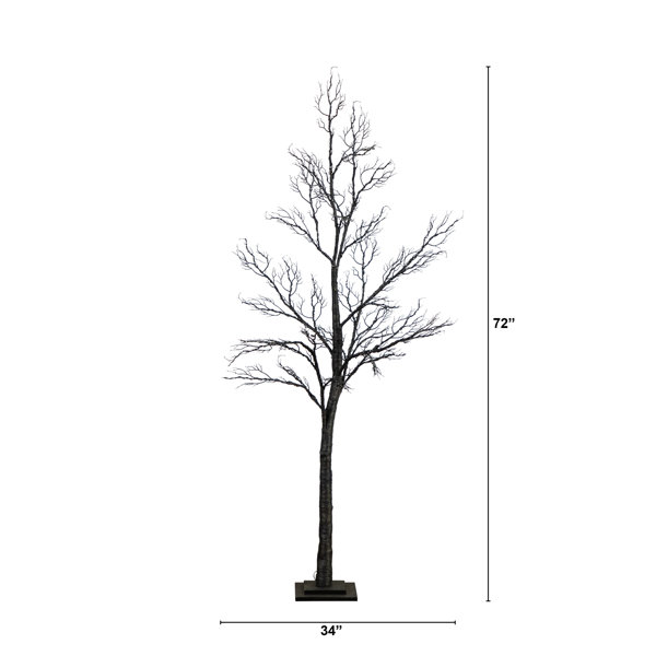 Primrue 6ft. Pre-Lit Halloween Minimalist Twig Artificial Fall Tree ...