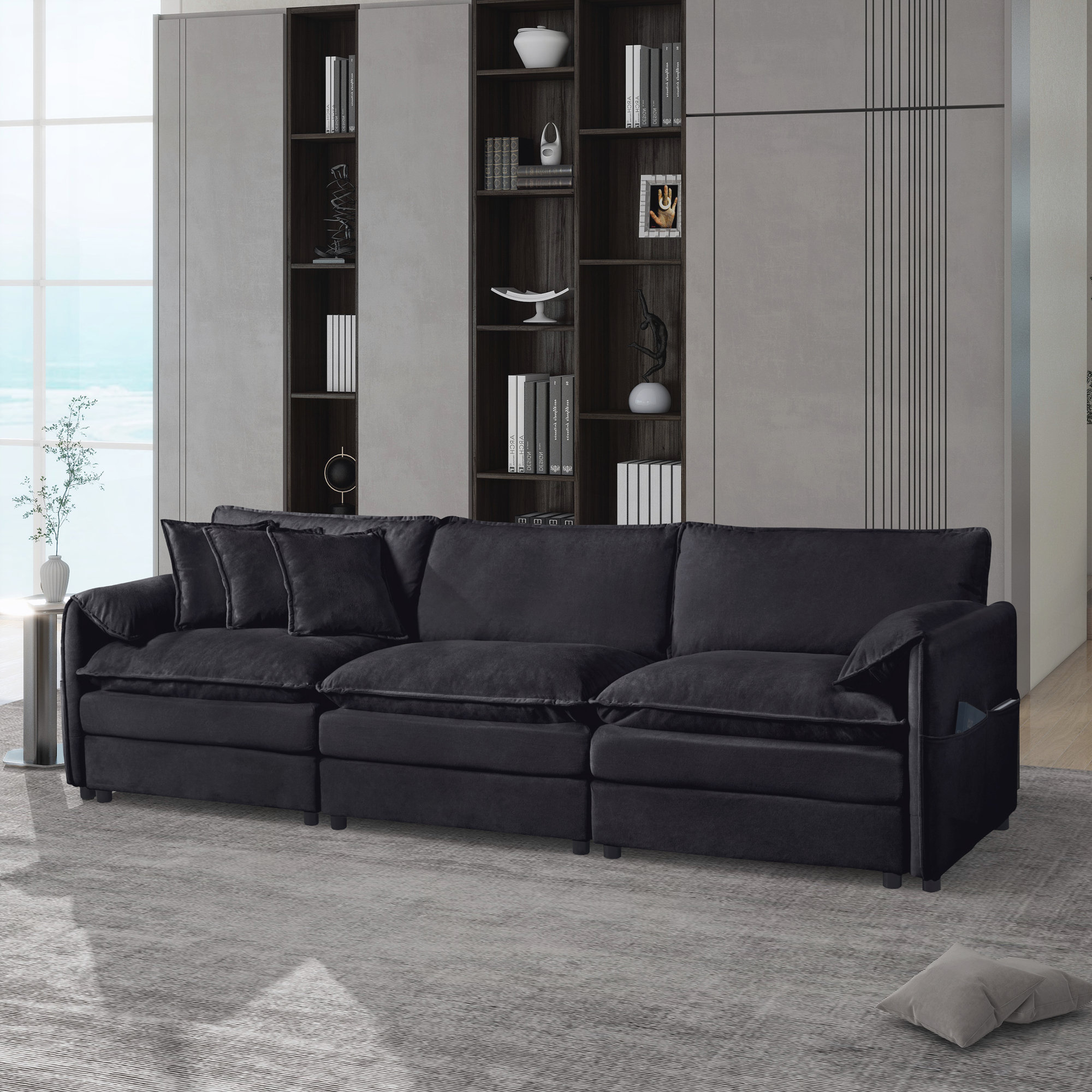 Hokku Designs Oversized Deep Seat 3 Seater Sectional Sofa | Wayfair