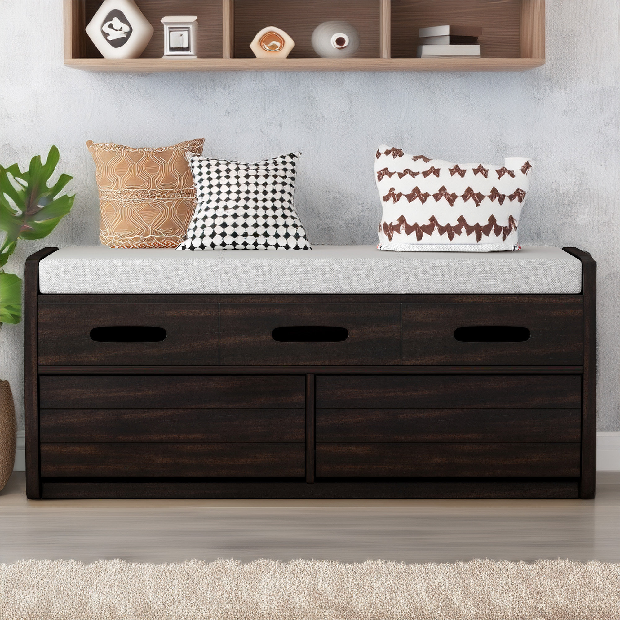 FOSHNATURE Rustic Storage Bench with Hidden Storage Space - Wayfair Canada