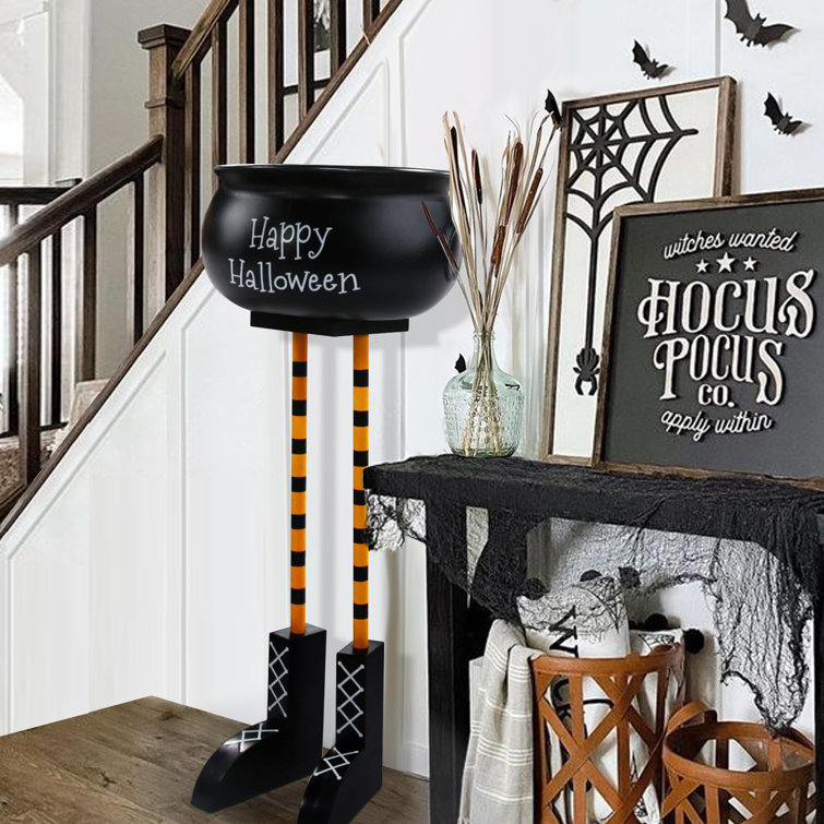 The Holiday Aisle® 32in Witches Legs Candy Bowl - Large Witch Cauldron ...