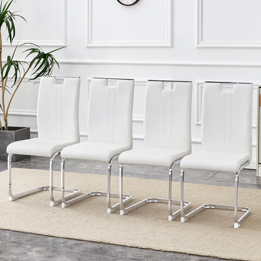 Orren Ellis Set of 4 Stylish PU Bow-Shaped Chairs for Modern and ...