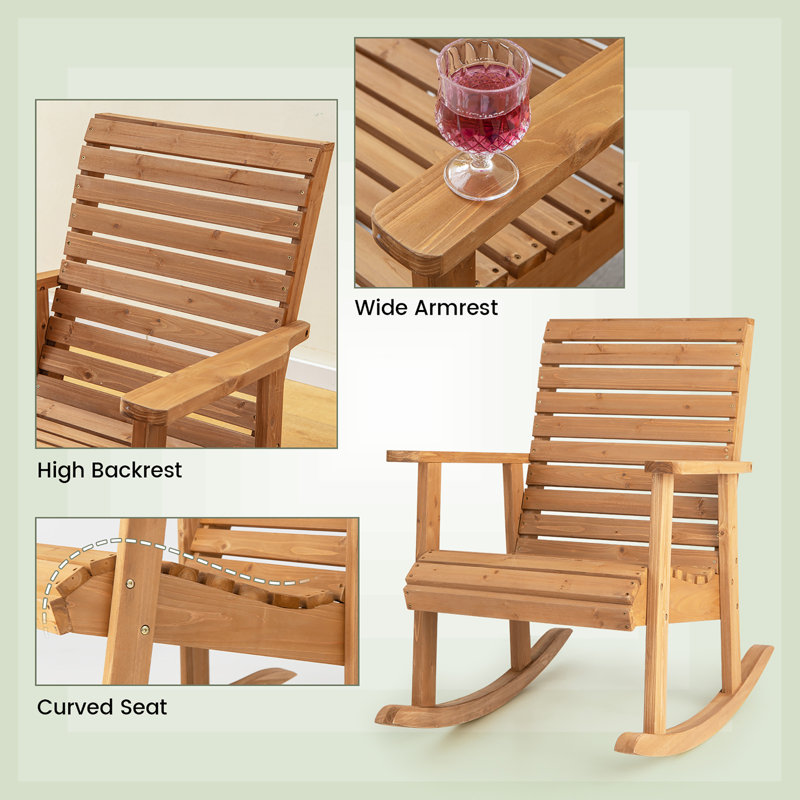 Millwood Pines Outdoor Baccarin Rocking Solid Wood Chair | Wayfair