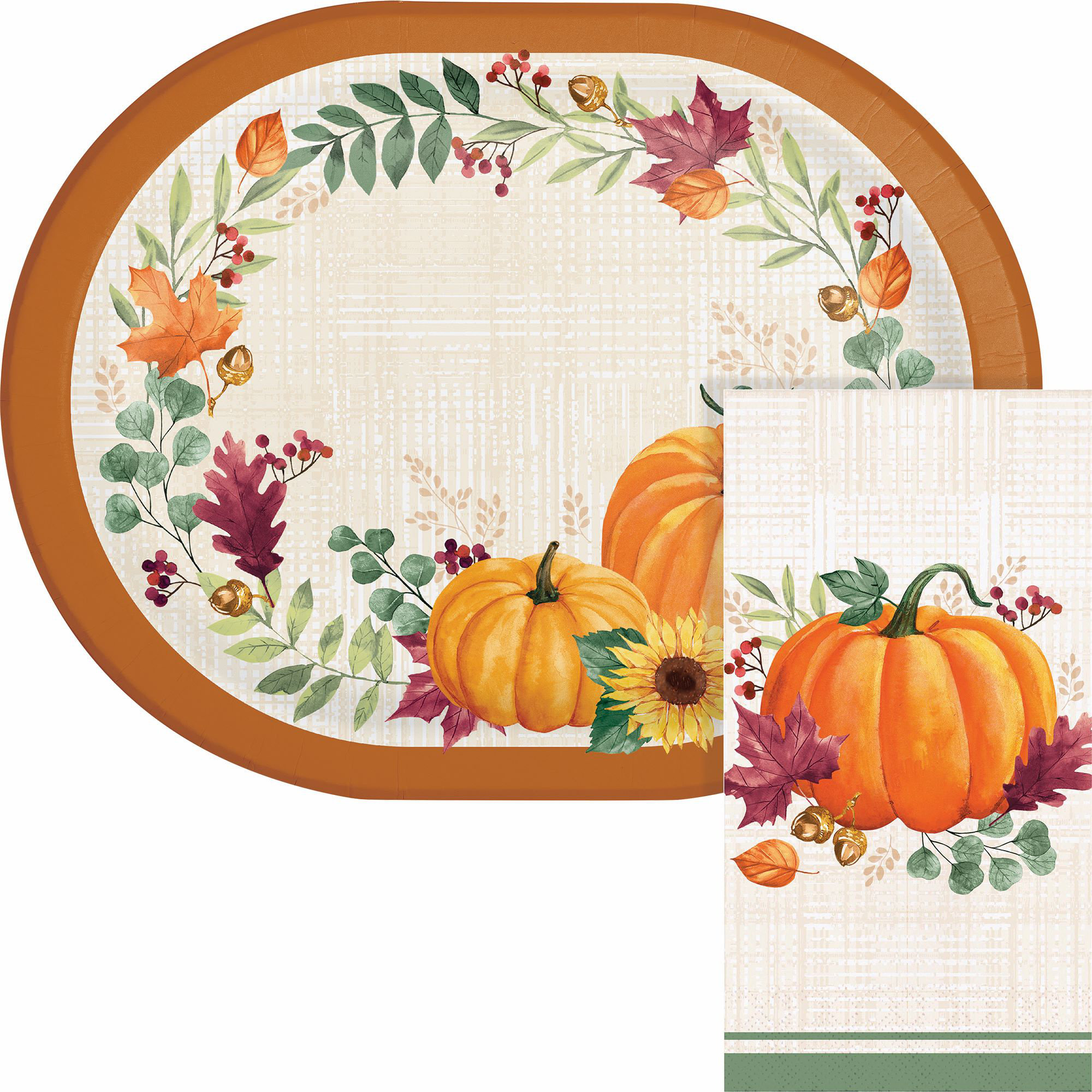 Creative Converting Harvest Wishes Cornucopia Thanksgiving Oval Paper ...